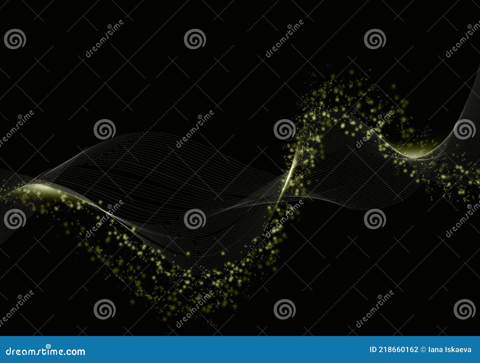 Yellow Digital Data Particles Abstract Black Background Stock Photo ...