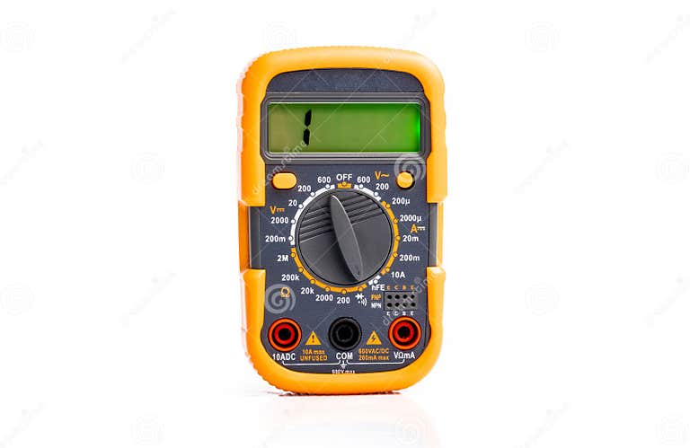 Yellow Digital Multimeter Isolated Stock Image - Image of connection ...
