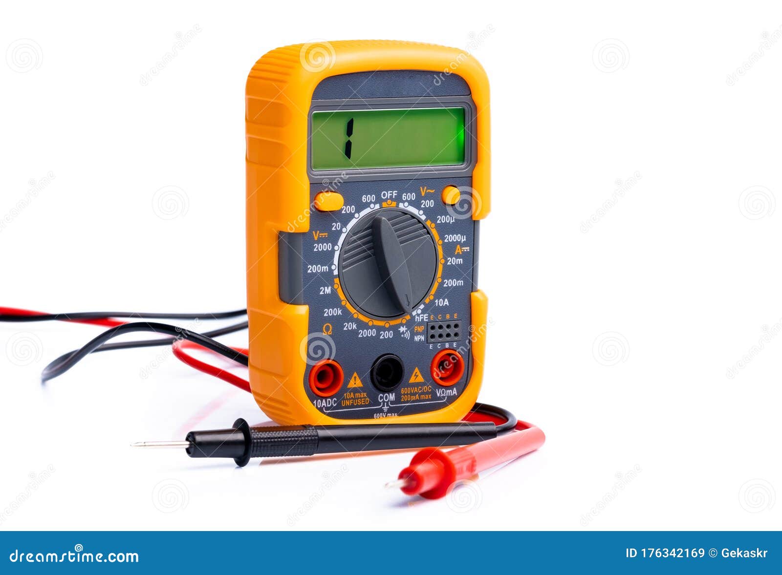 Yellow Digital Multimeter Isolated Stock Image - Image of impedance ...