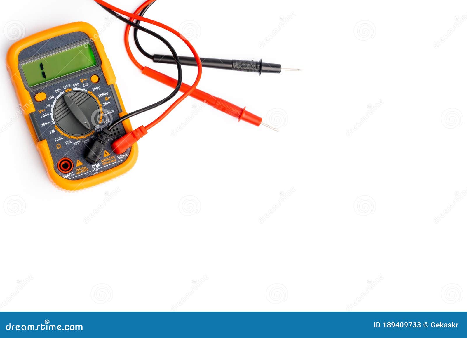 Yellow Digital Multimeter Isolated Stock Image - Image of indication ...