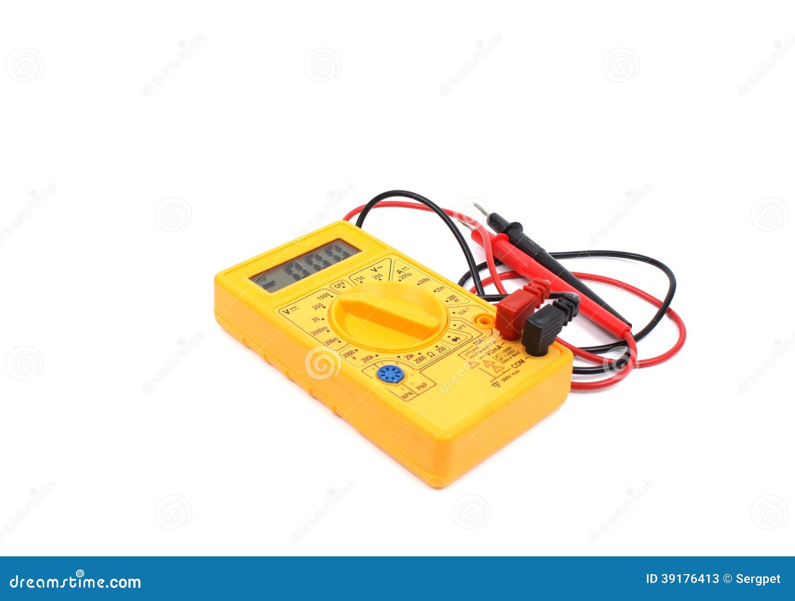 Yellow digital multimeter stock image. Image of digital - 39176413