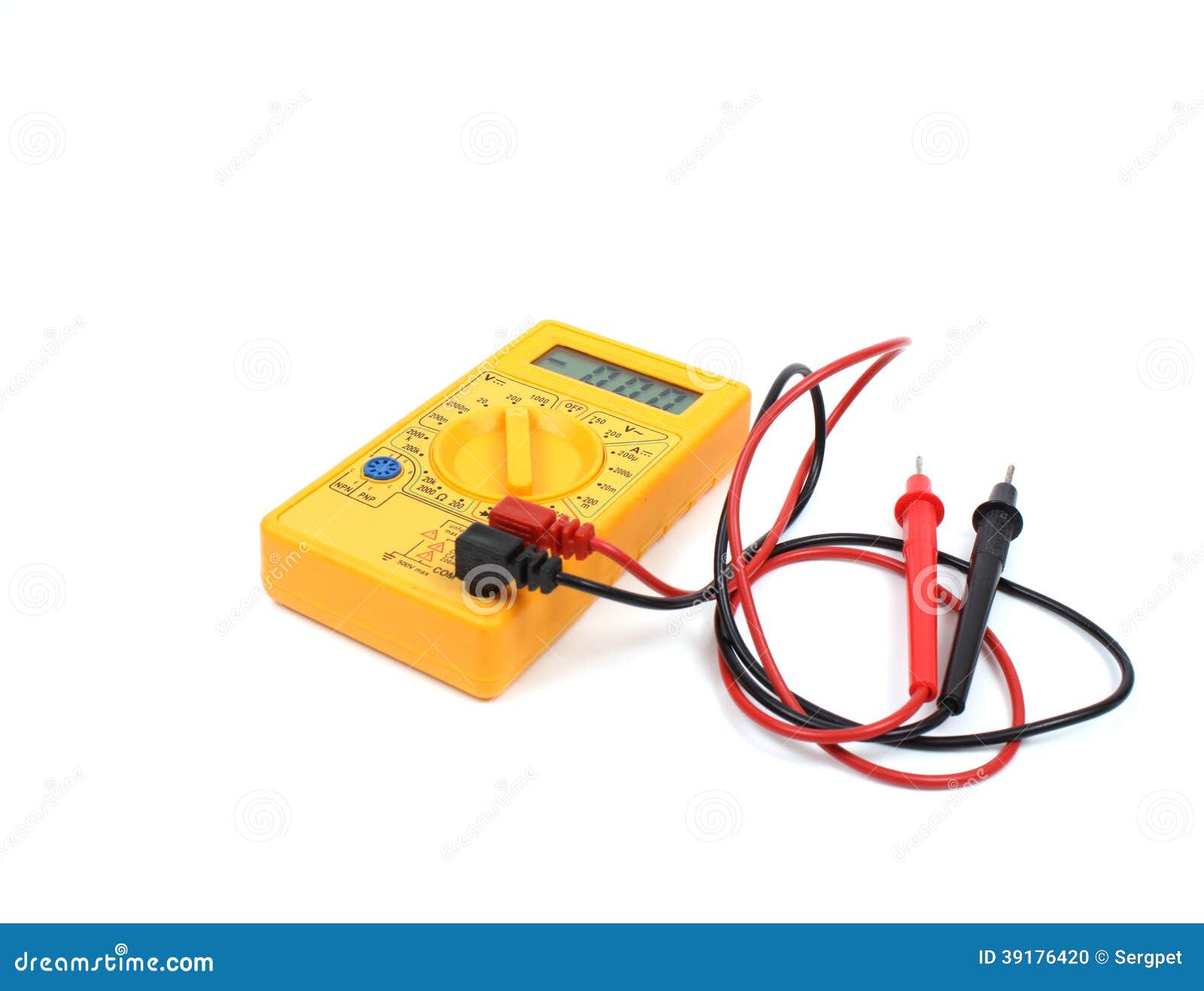 Yellow digital multimeter stock photo. Image of instrument - 39176420