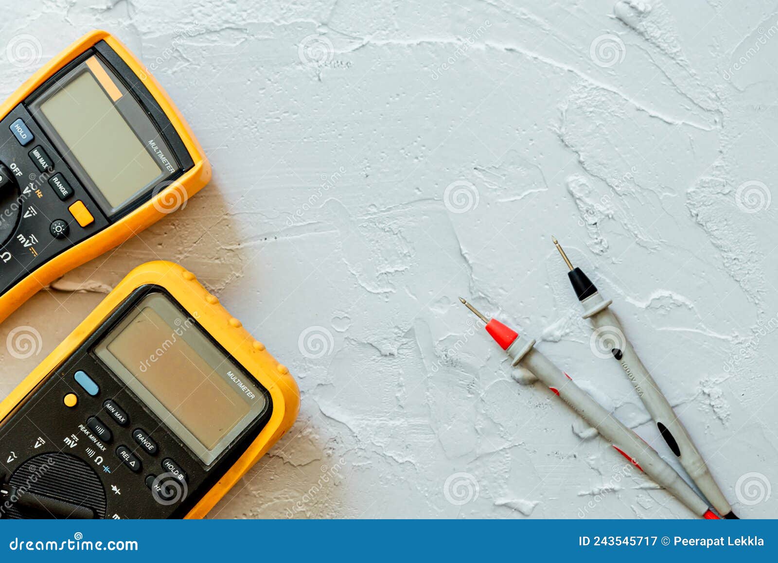 Yellow Digital Multimeter with Probes on White Background with Free ...