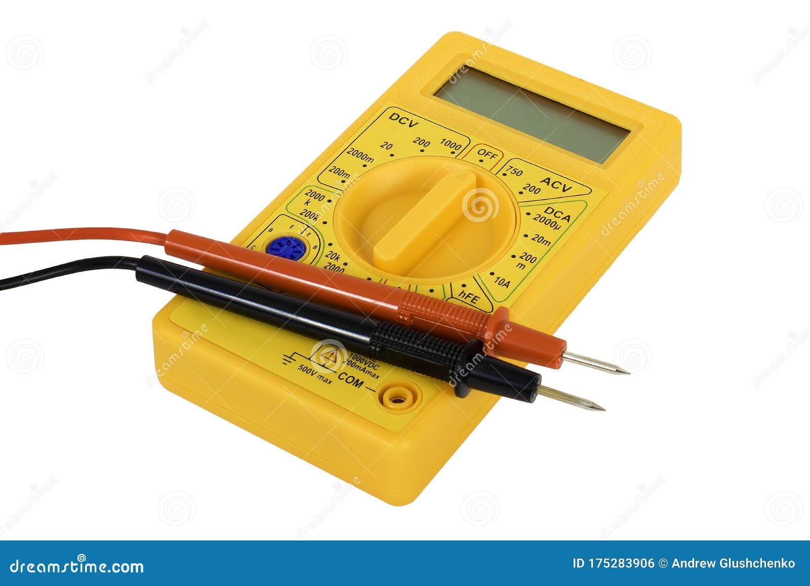 Yellow Digital Multimeter on White Background, Electronic Measuring ...