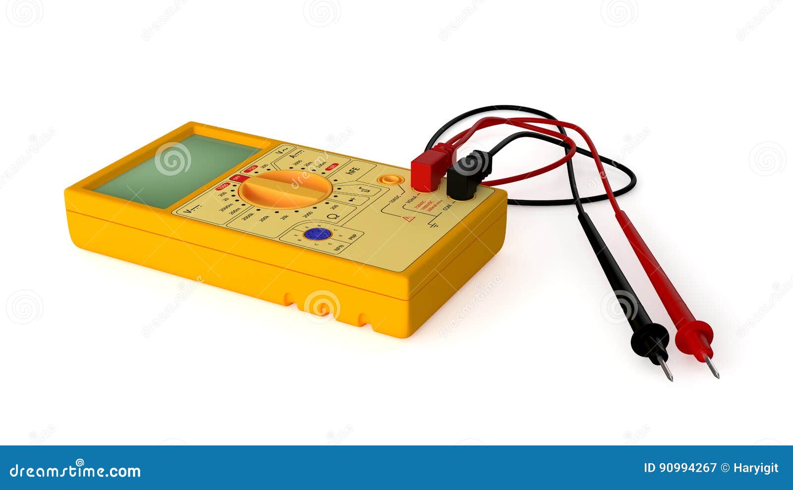 Yellow Digital Multimeter on White Background. Stock Illustration ...