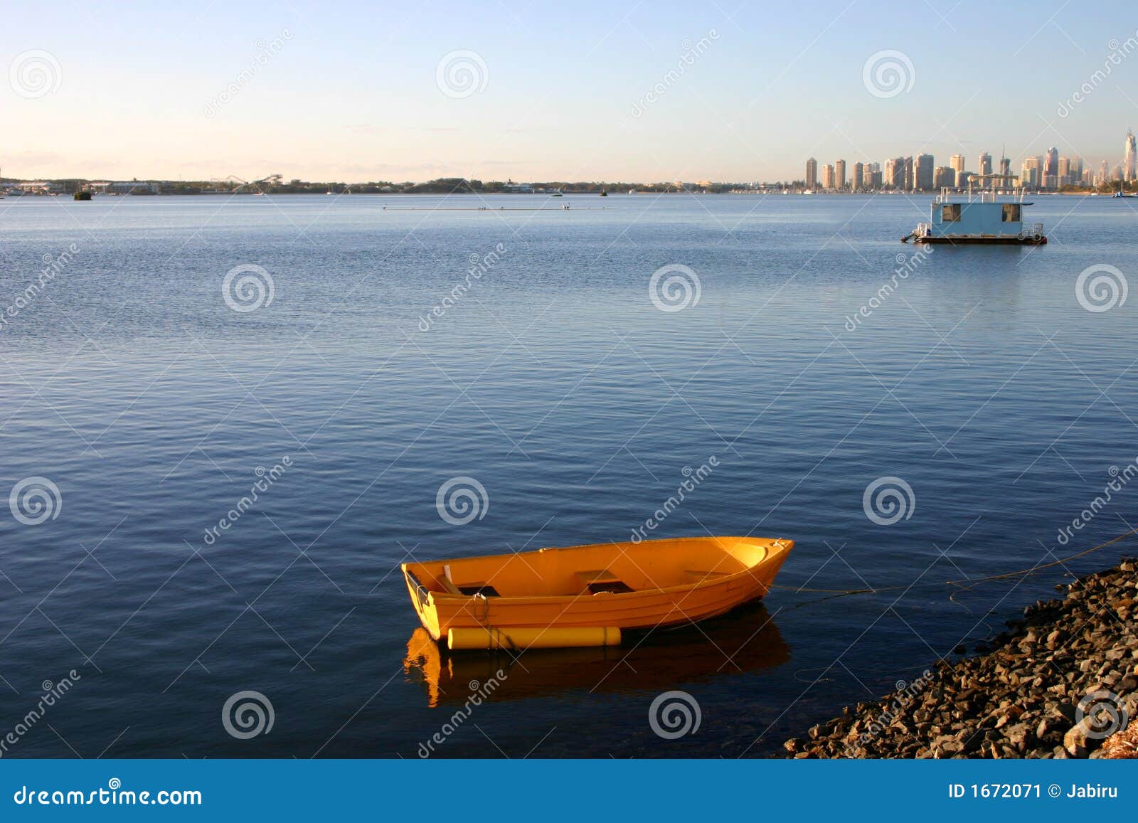 Yellow Dinghy stock image. Image of tide, dinghy, serene - 1672071