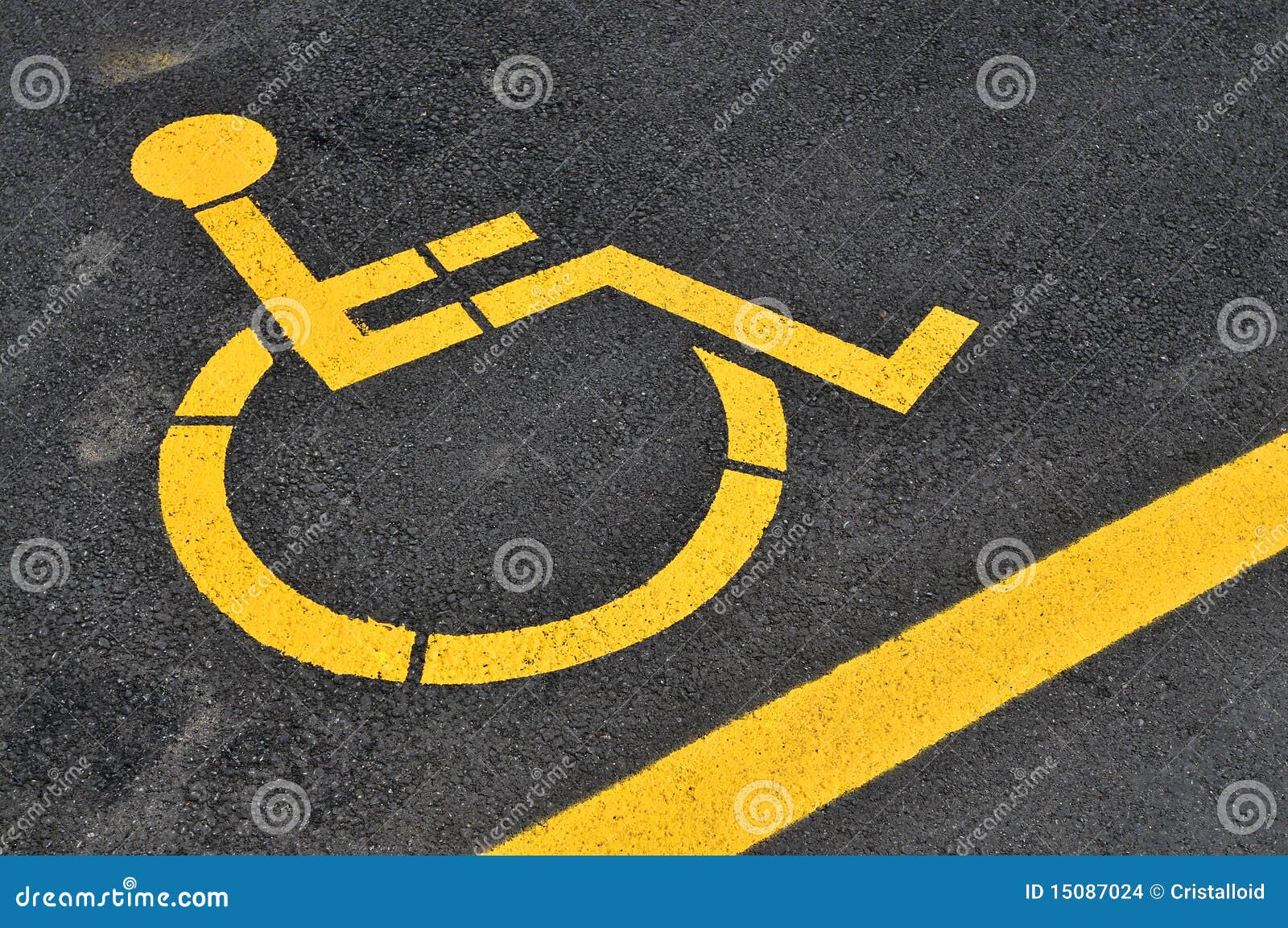 Yellow Disabled People Parking Sign Stock Photo - Image of floor ...