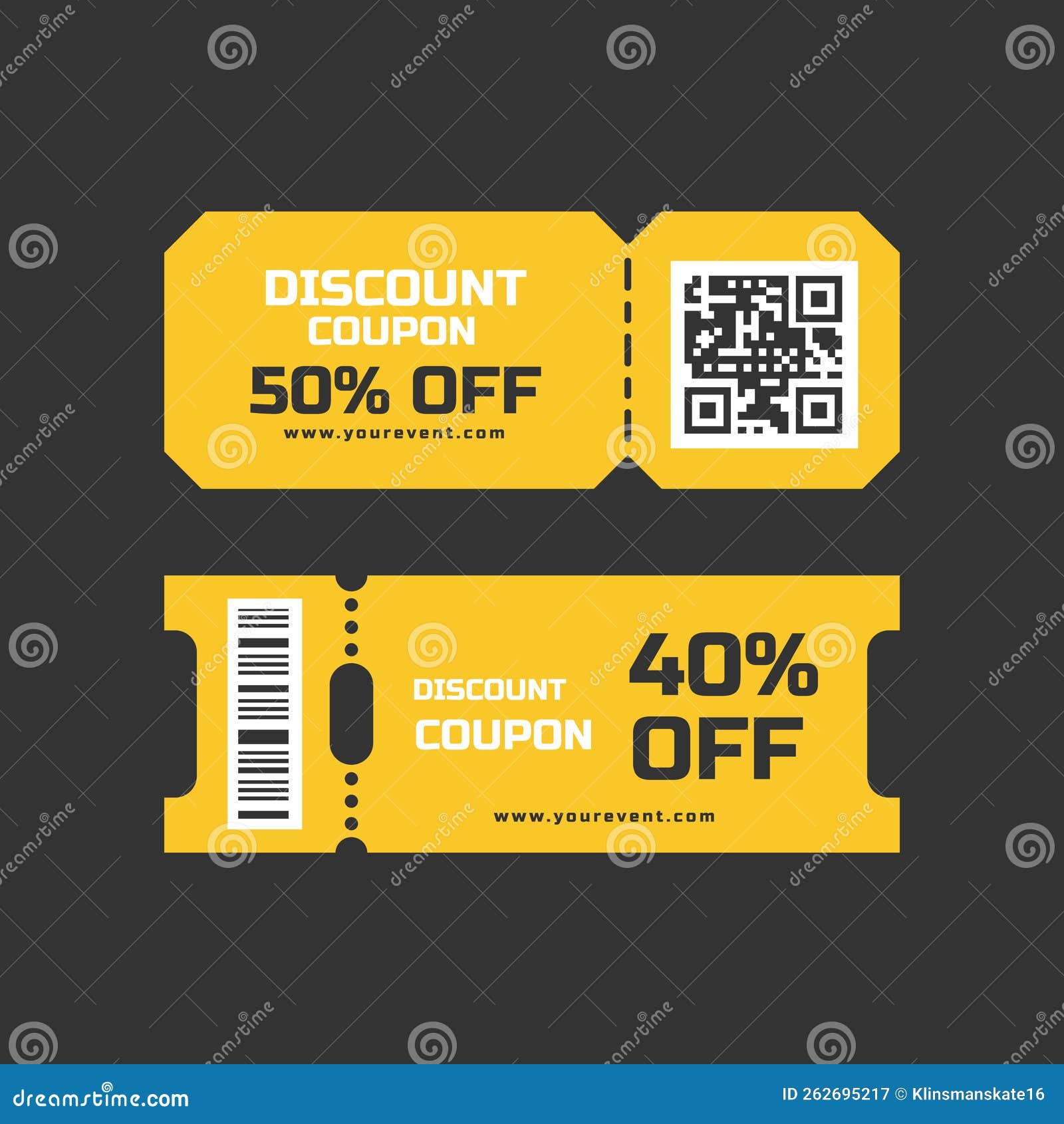 Yellow Discount Coupon Template Design Stock Vector - Illustration of ...