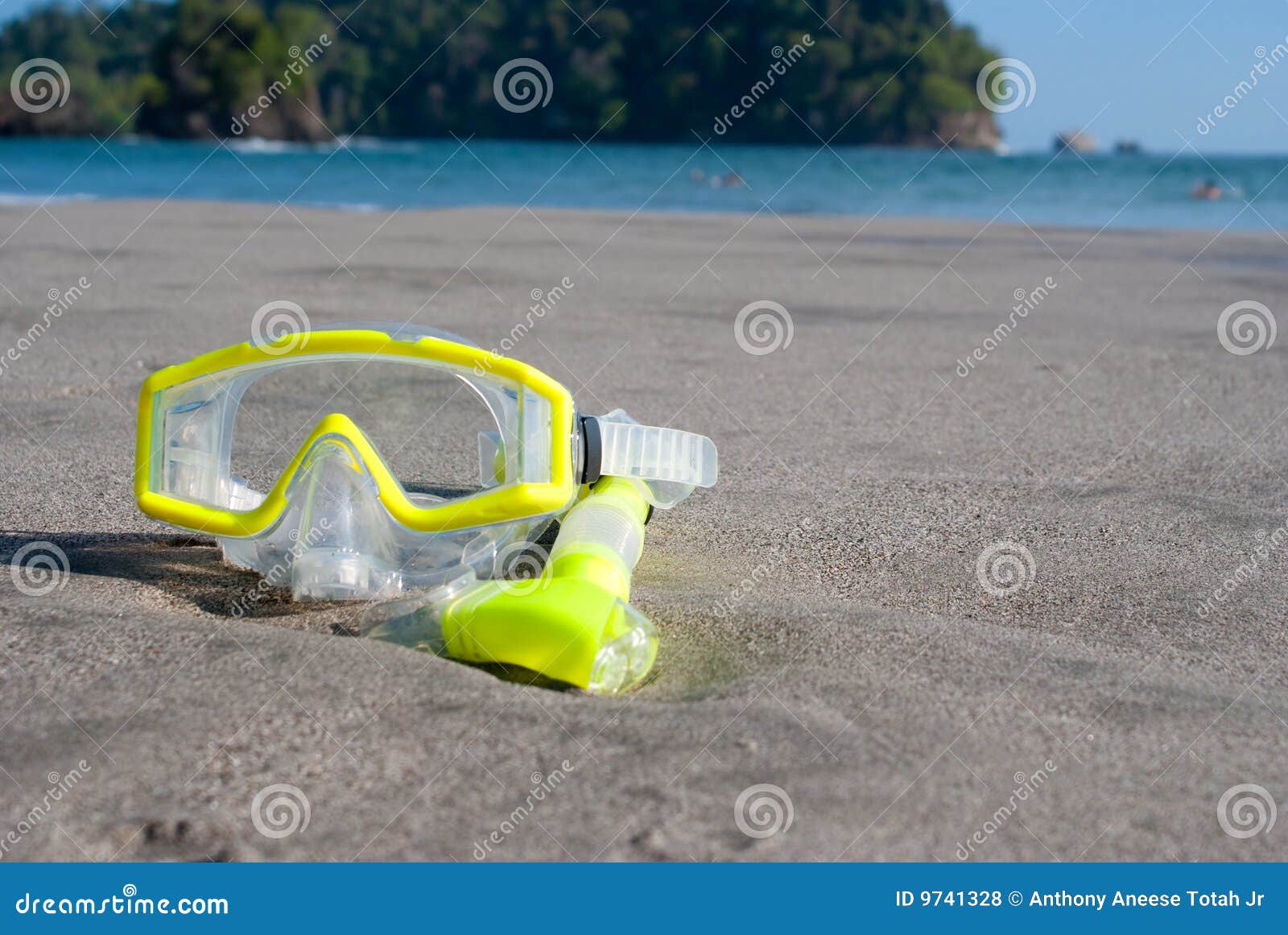 Yellow Dive Mask on Beach stock photo. Image of extream - 9741328