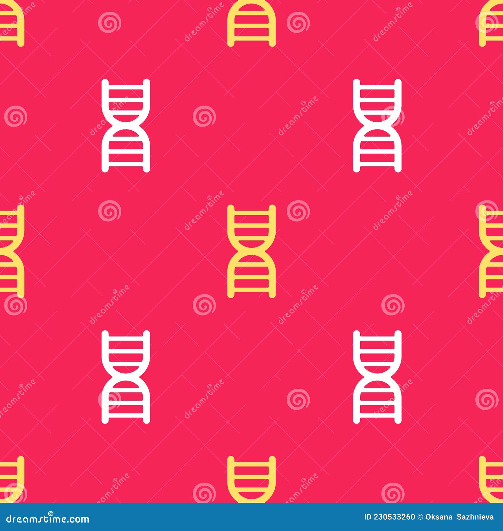 Yellow DNA Symbol Icon Isolated Seamless Pattern on Red Background ...