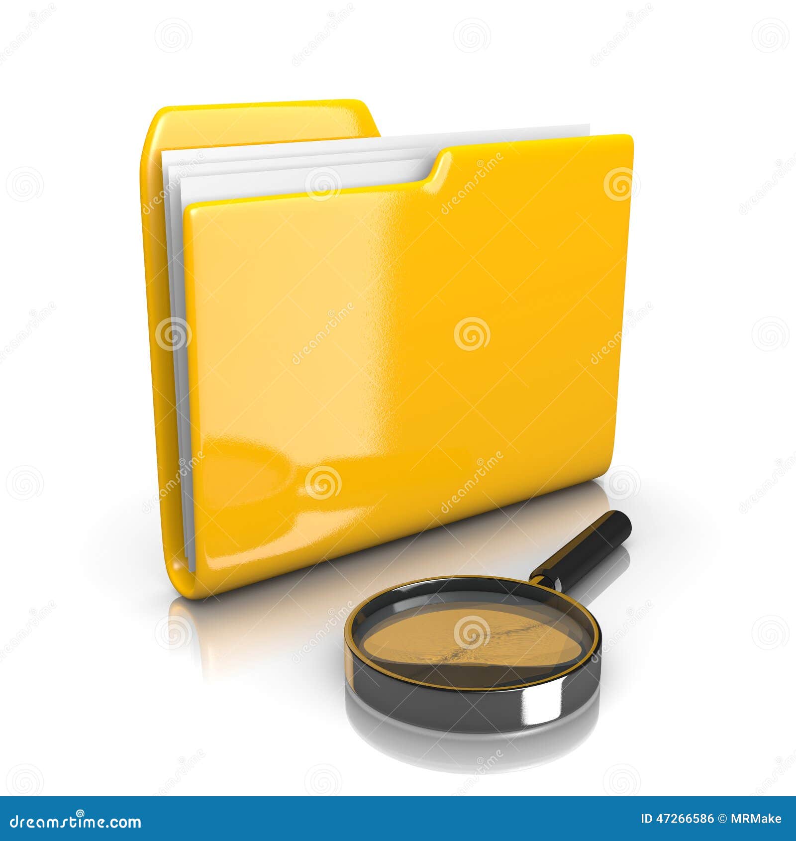 Yellow Document Folder with Magnifier Stock Illustration - Illustration ...