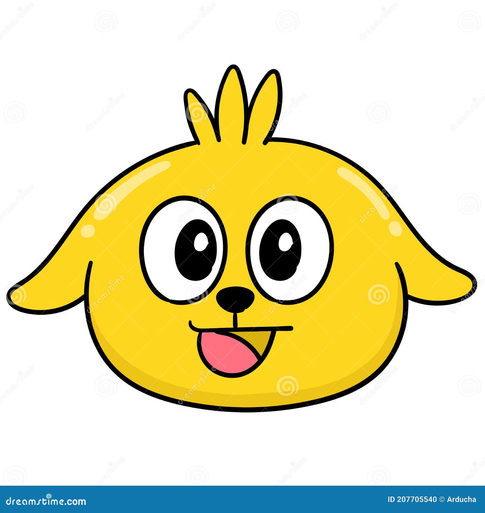 Yellow Dog Head Emoticon with Laughing Expression, Doodle Icon Image ...