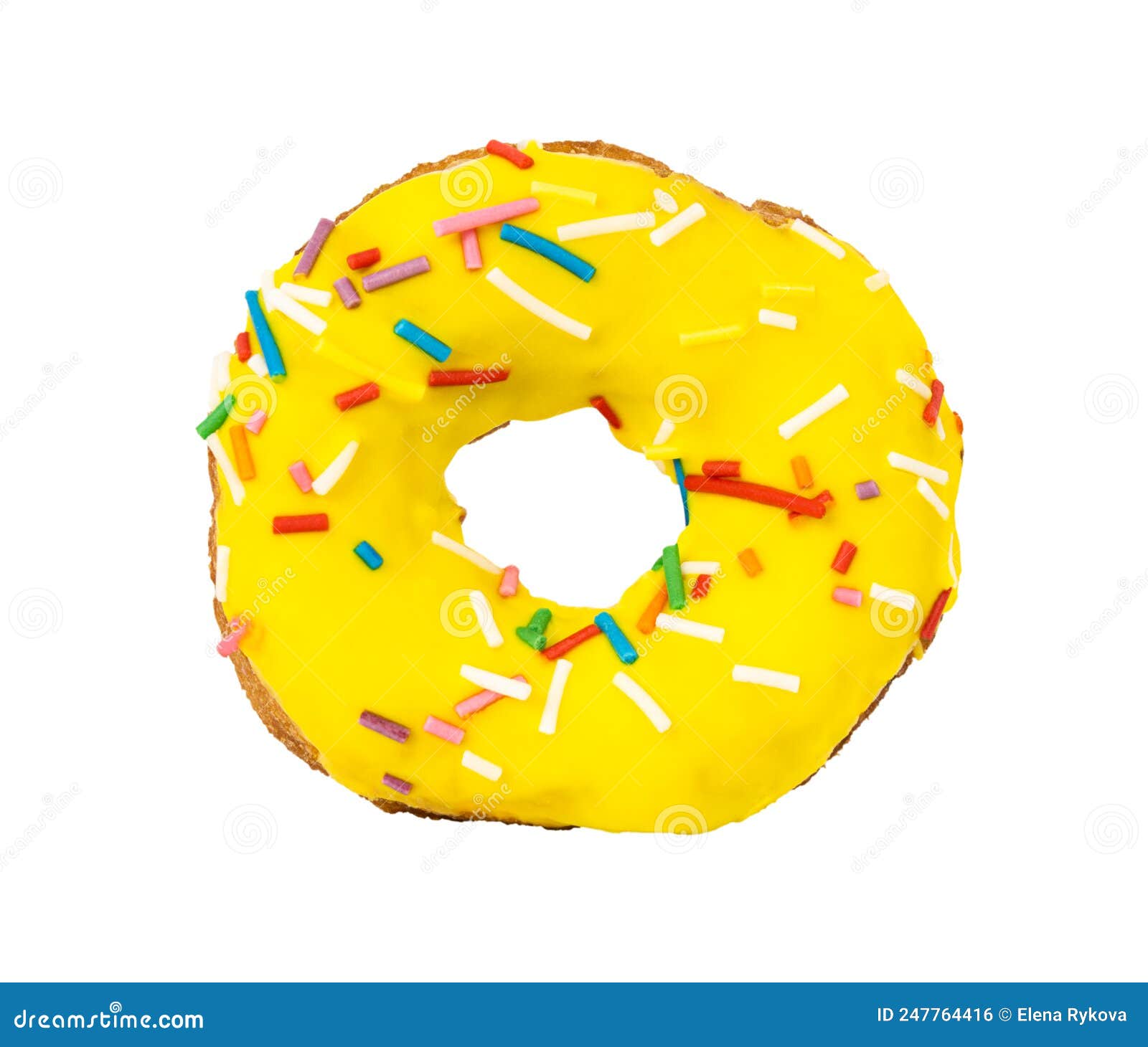 Yellow Donut with Colorful Sprinkles Isolated on White Background Stock ...