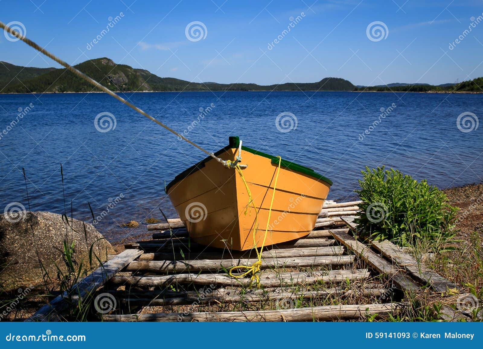 Yellow Dory stock image. Image of land, watercraft, summer - 59141093