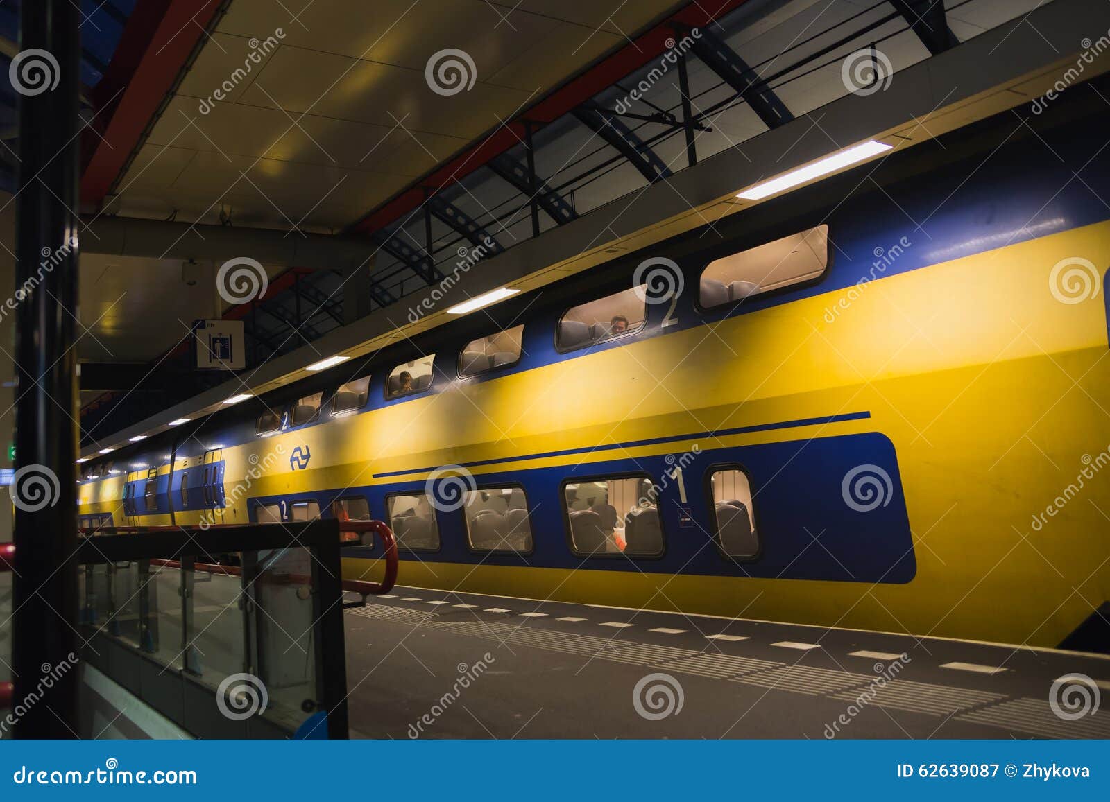Yellow Double-decker Train Blue Editorial Photography - Image of ...