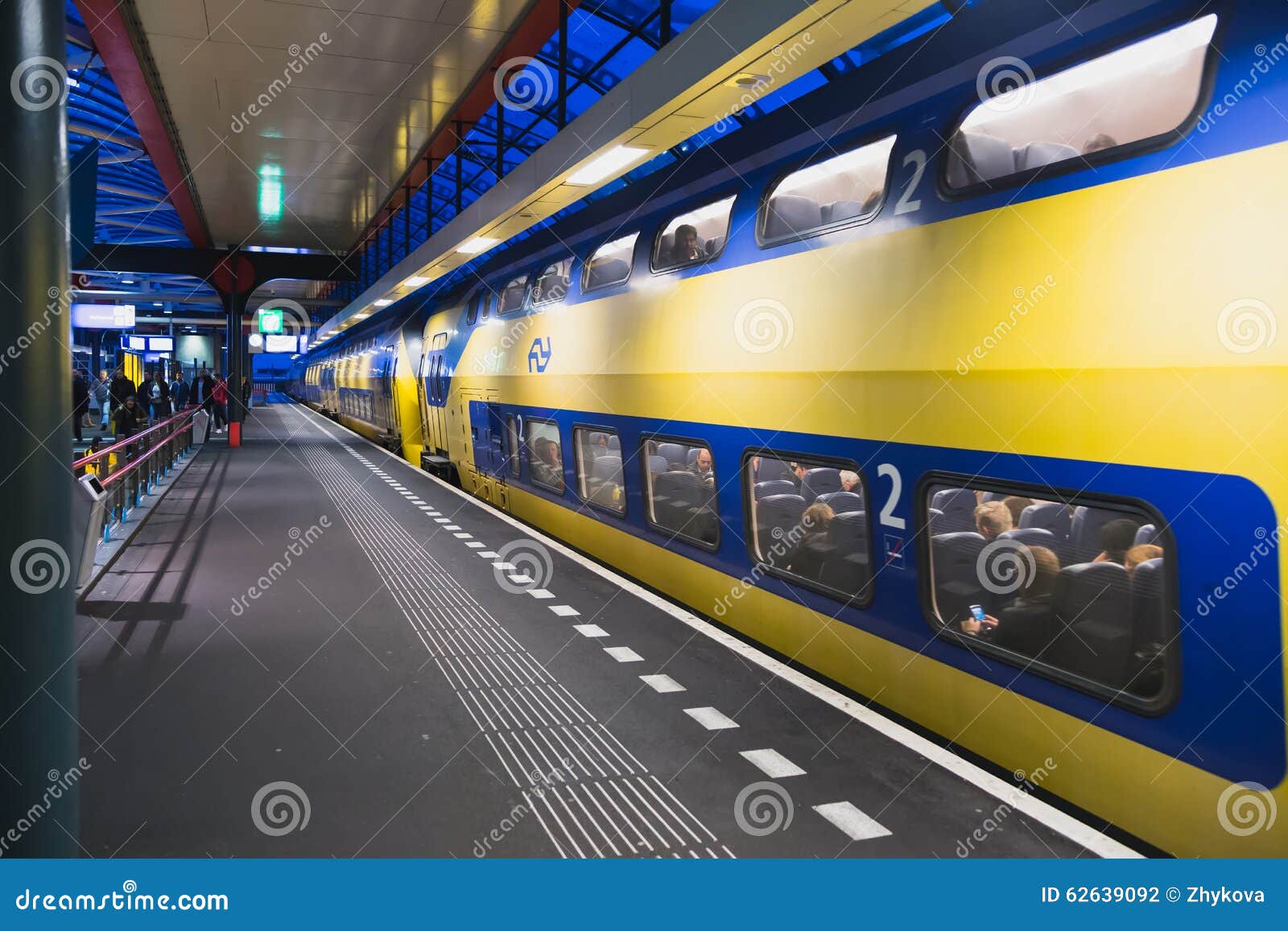 Yellow Double-decker Train Blue Editorial Photography - Image of ...