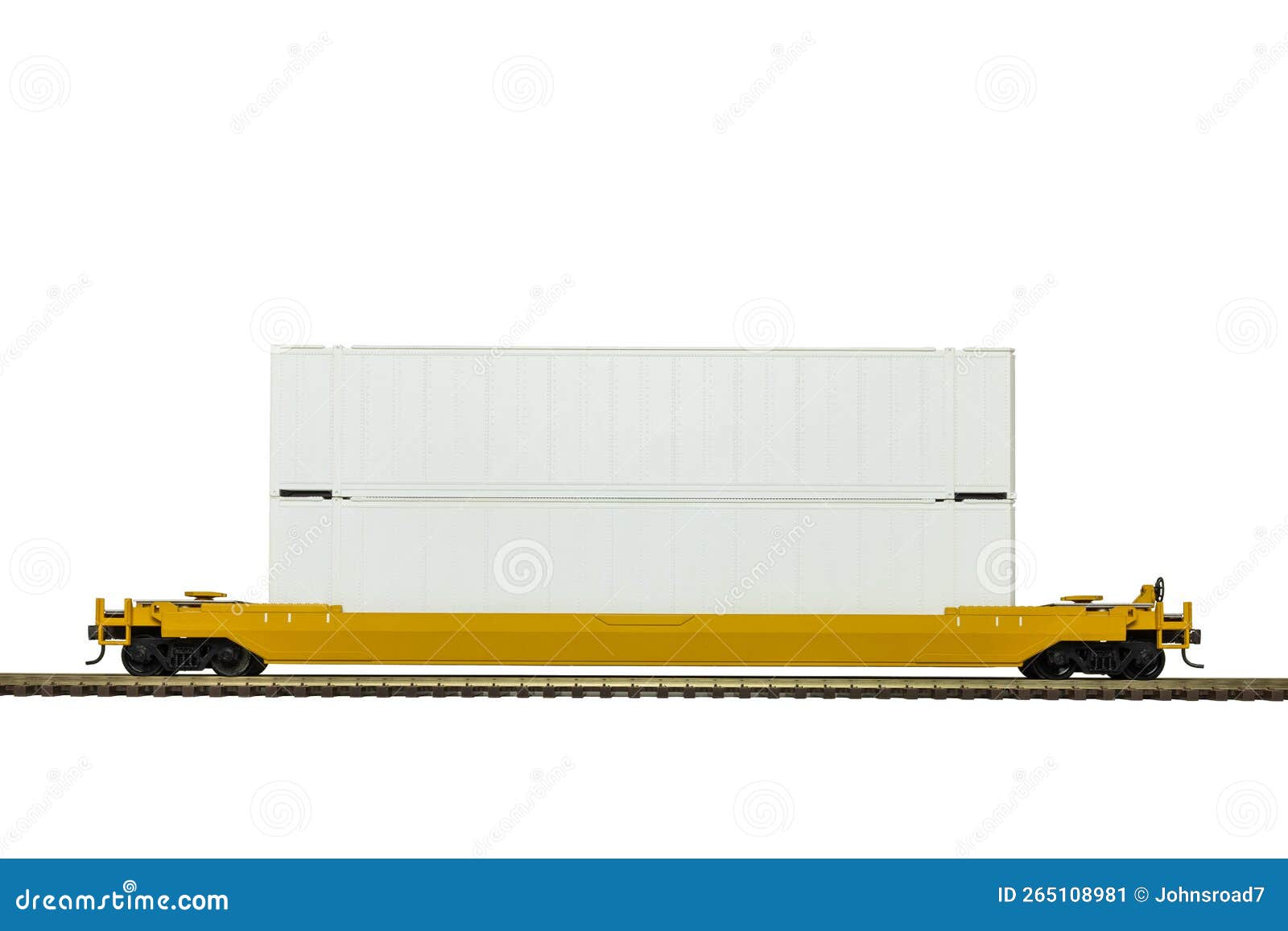 Yellow Double Stack Intermodal Railroad Car Stock Image - Image of ...