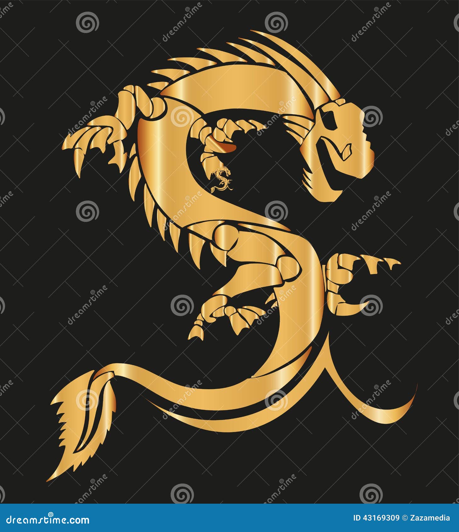 Yellow Dragon Vector stock vector. Illustration of abstract - 43169309