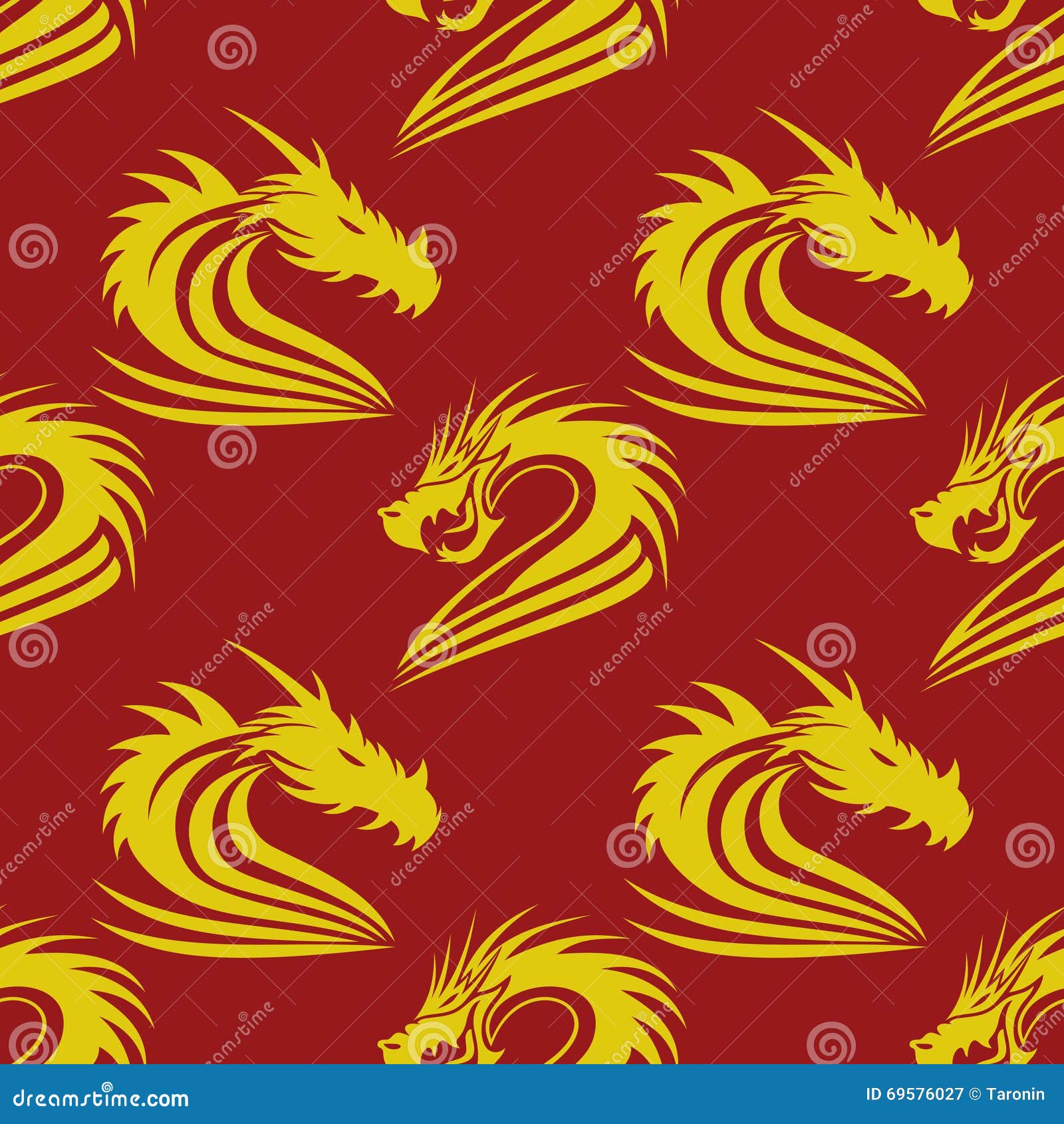 Yellow Dragons on a Red Background Stock Vector - Illustration of page ...