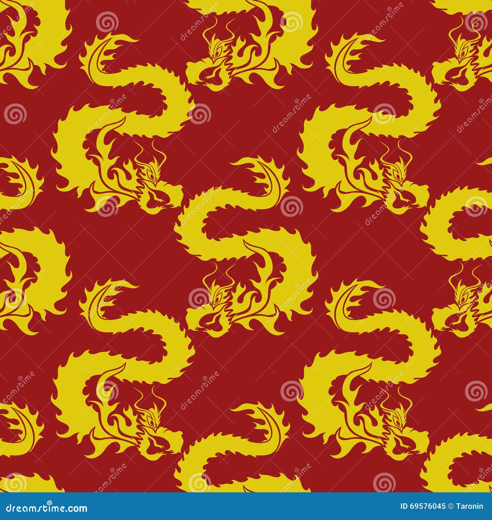 Yellow Dragons on a Red Background Stock Vector - Illustration of decor ...