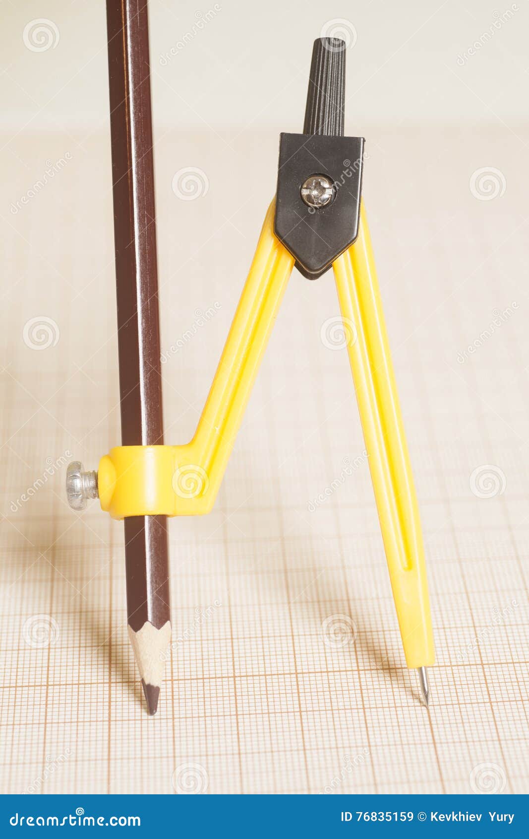 Yellow Drawing Compass on Graph Stock Image - Image of measurement ...