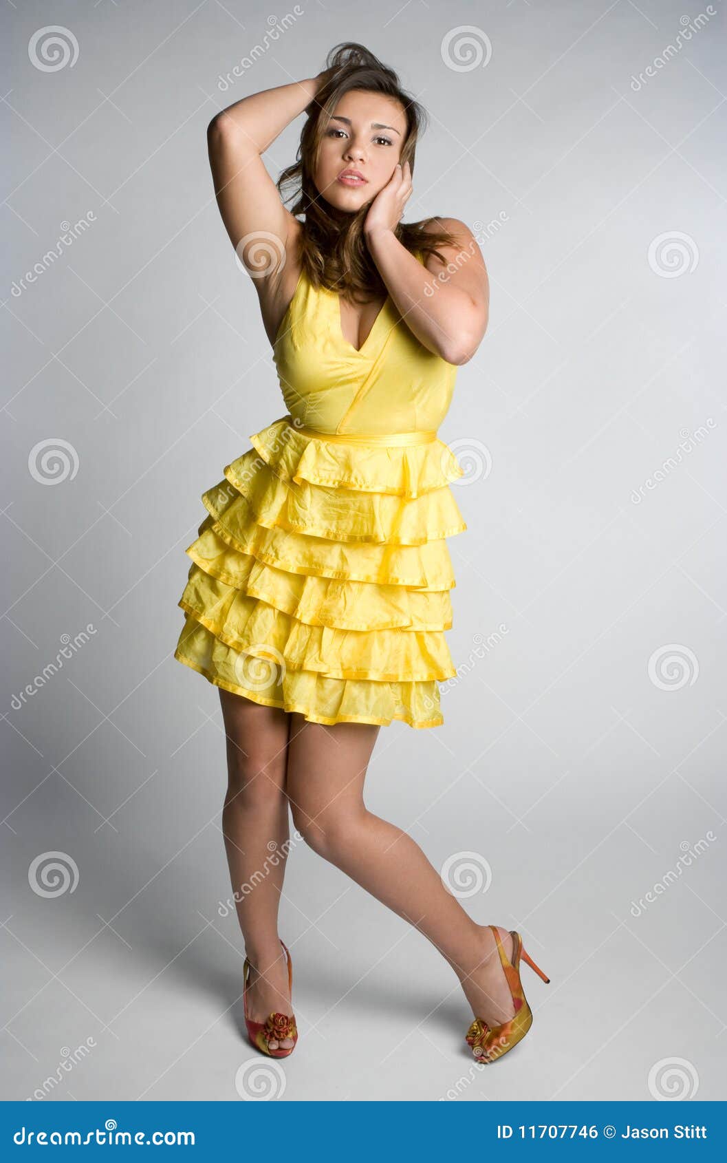 Yellow Dress Girl stock photo. Image of female, portrait - 11707746