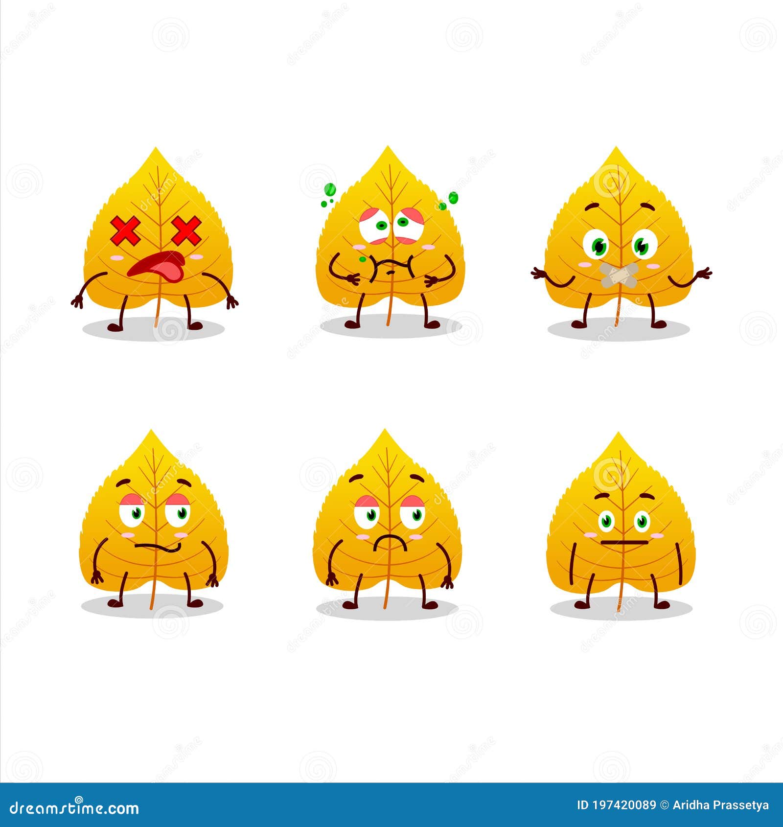 Yellow Dried Leaves Cartoon Character with Nope Expression Stock Vector ...