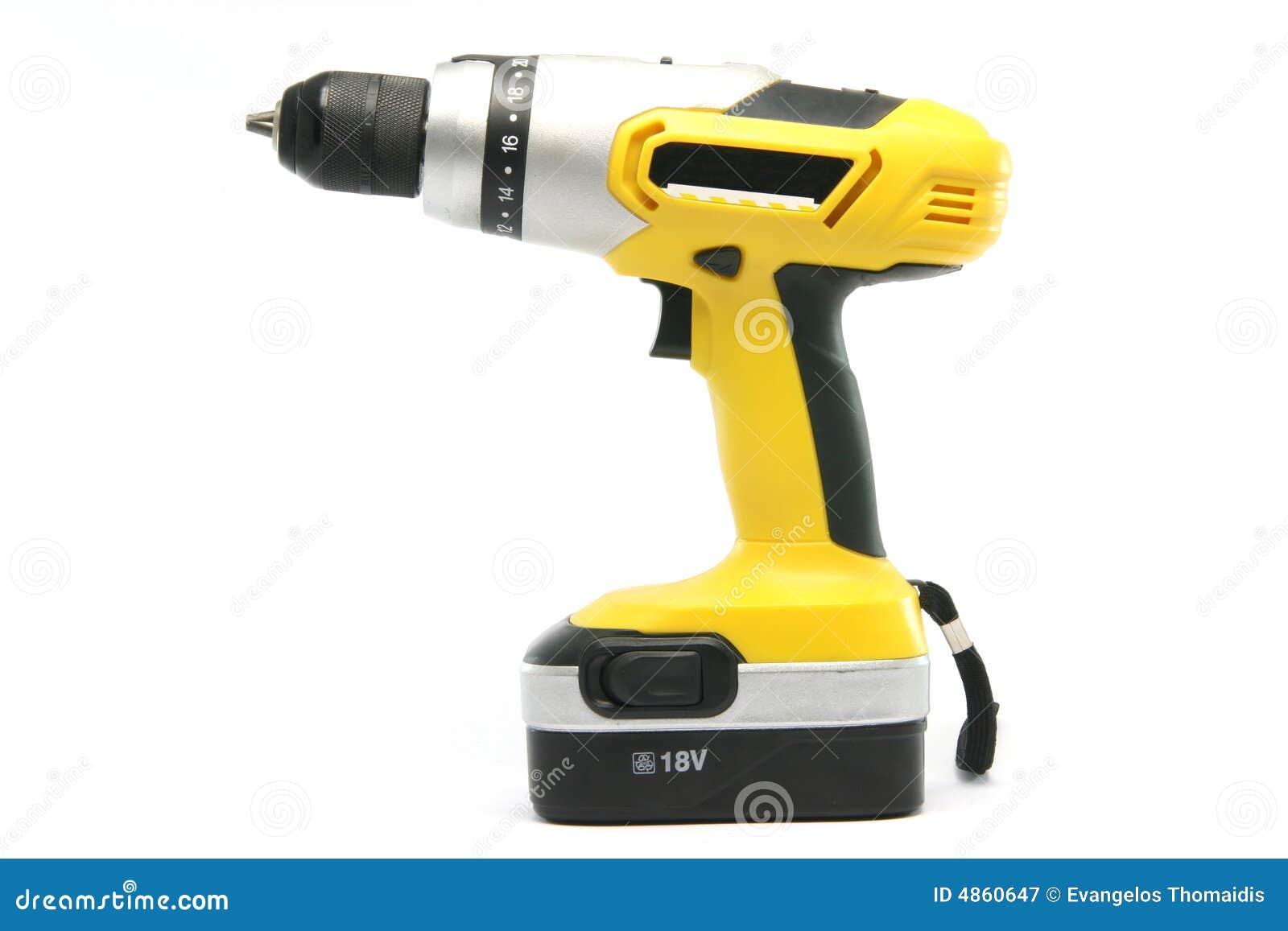 Yellow Rechargeable And Cordless Drill Drilling Hole In The Wall Royalty-Free Stock Photo ...