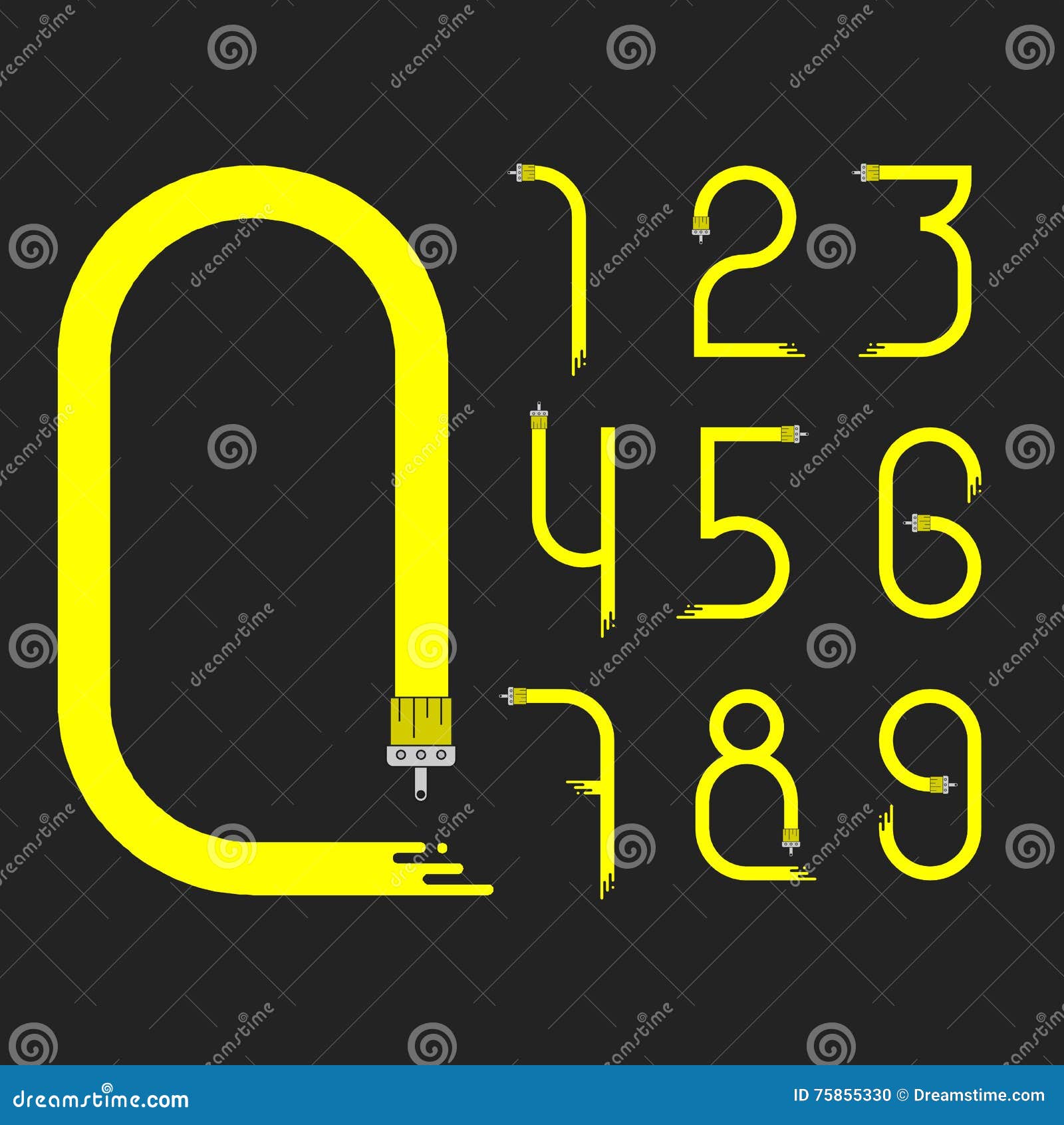 Yellow Dripping Paint Numbers. Stock Vector - Illustration of isometry ...
