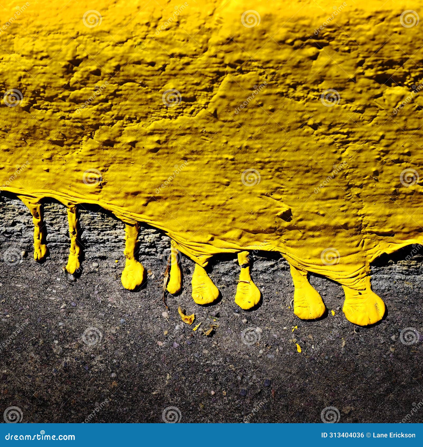 Yellow Dripping Paint Texture on Concrete Stock Photo - Image of ...