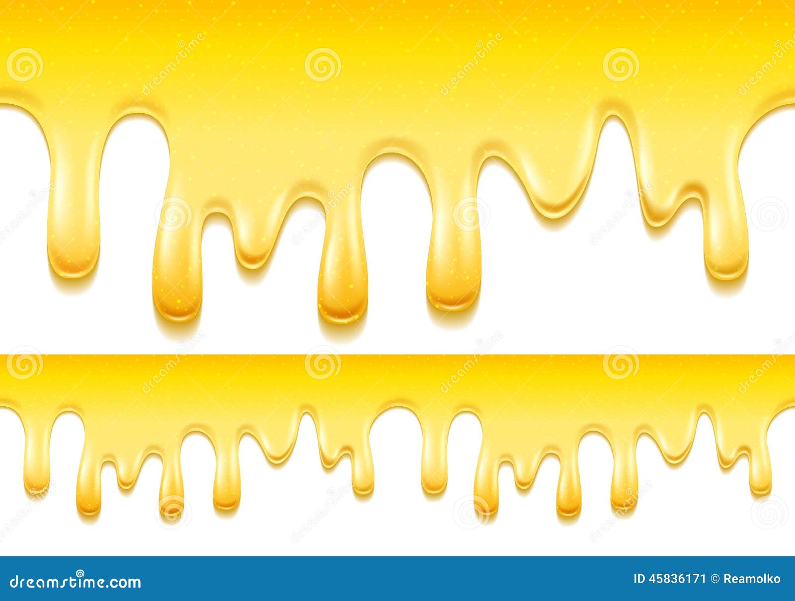Yellow Drips on White Back. Lemon Jelly or Honey. Stock Vector ...