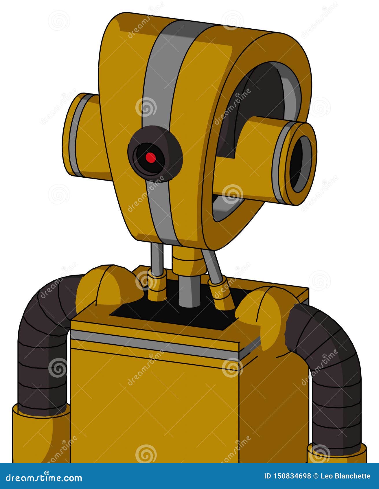 Yellow Droid with Droid Head and Black Cyclops Eye Stock Illustration ...