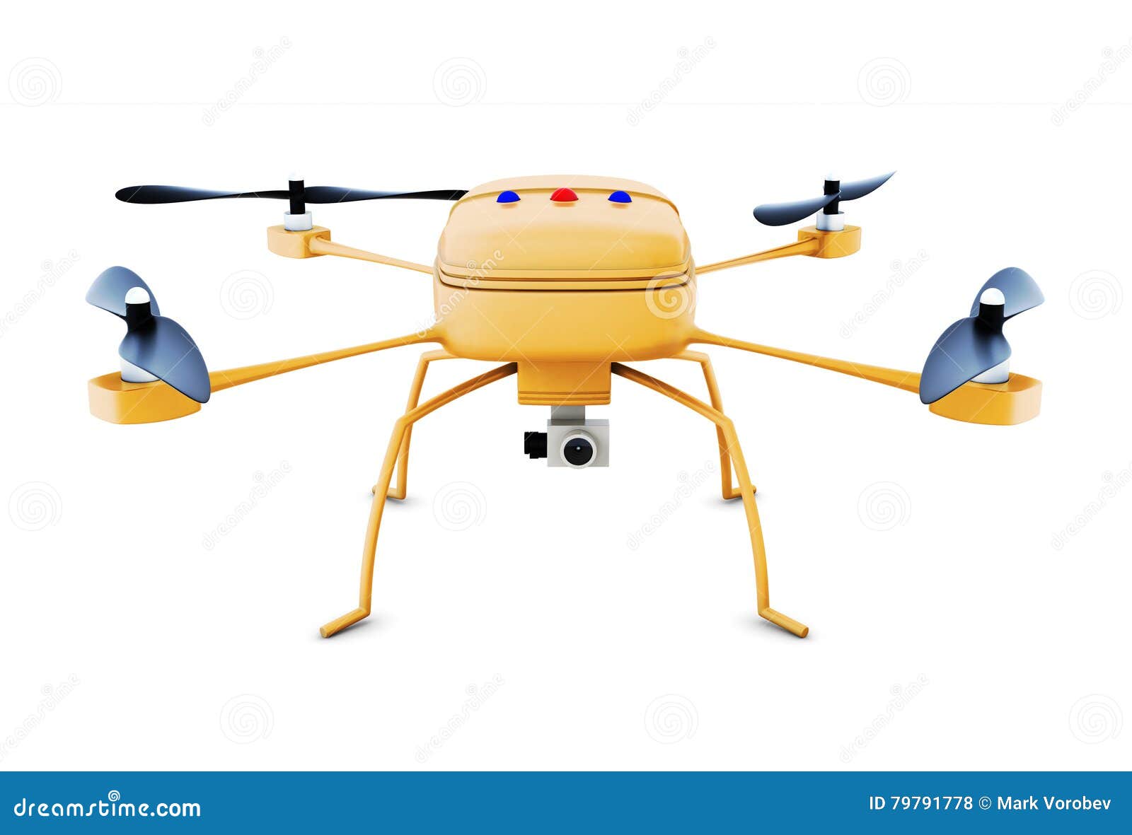 Yellow Drone Isolated on White. 3d Rendering Stock Illustration ...