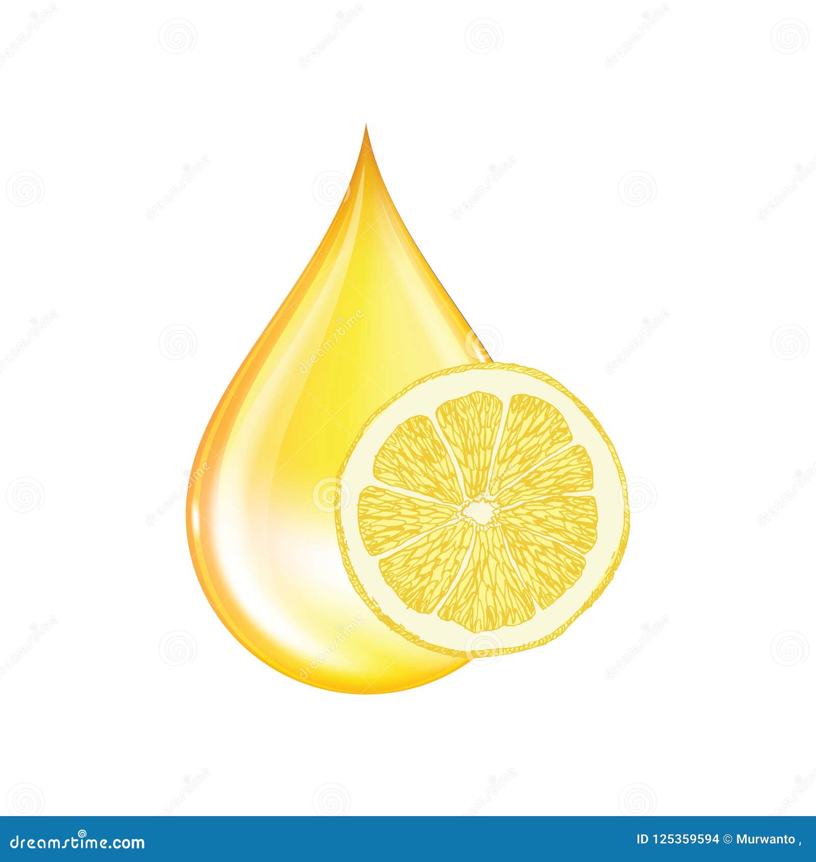 Yellow Drops with a Slice of Lemon on White Stock Vector - Illustration ...