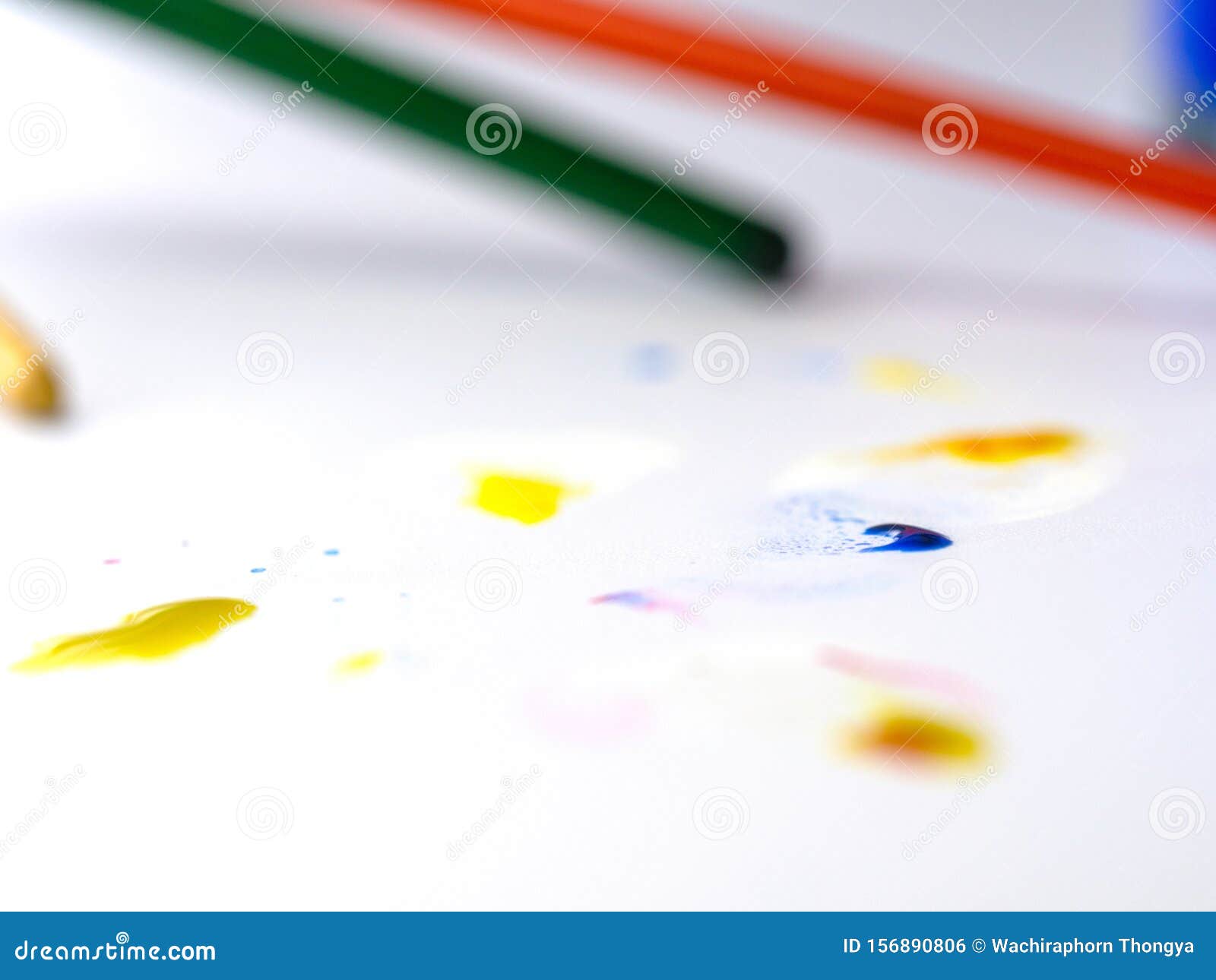 Drops of Stained Paint on White Paper Stock Photo - Image of banner ...