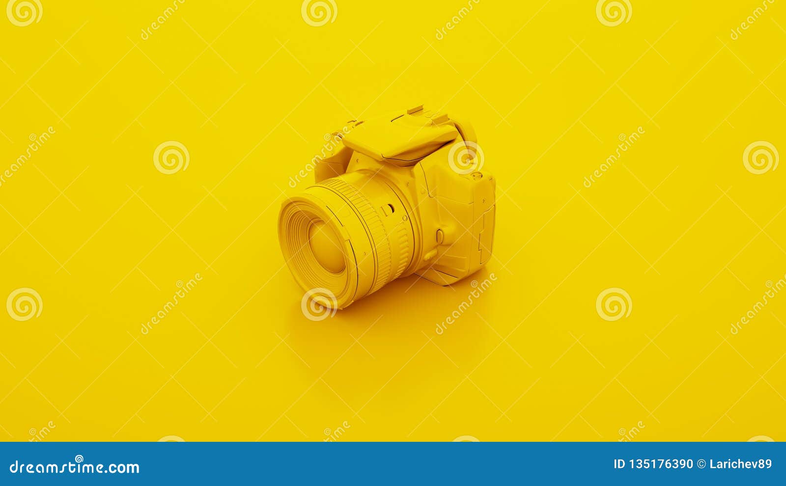 Yellow DSLR Camera. 3D Illustration Stock Illustration - Illustration ...