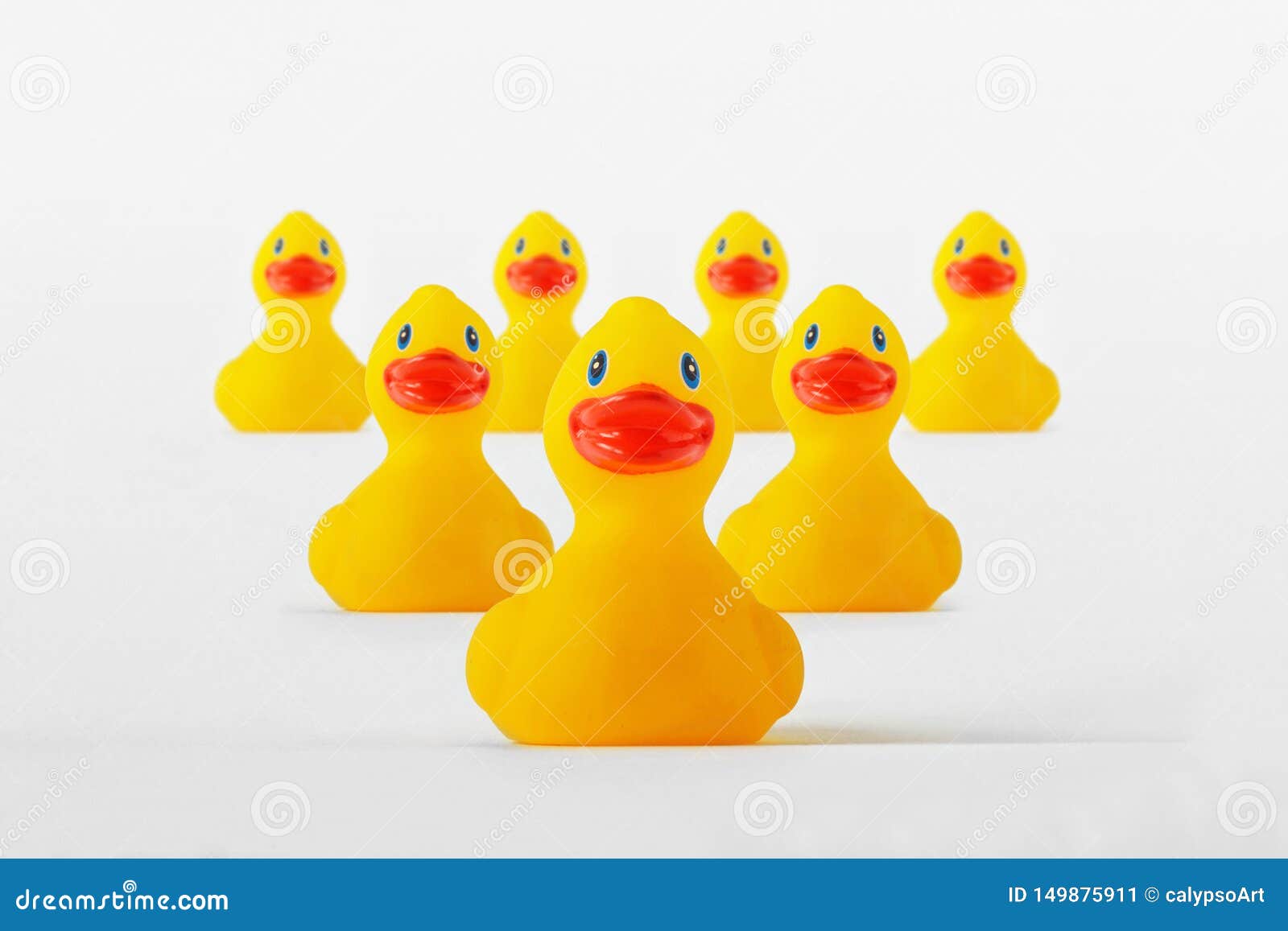 Yellow Duck in the Head of Group of Ducks - Concept of Leadership and ...
