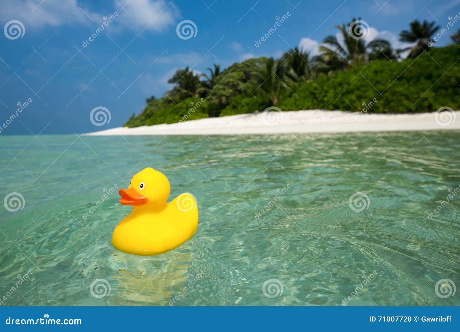 Yellow Duck on the Tropical Beach. Concept Travel and Vacation Stock ...