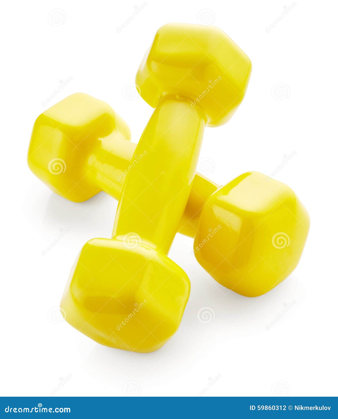 Yellow dumbbells stock photo. Image of activity, healthy - 59860312