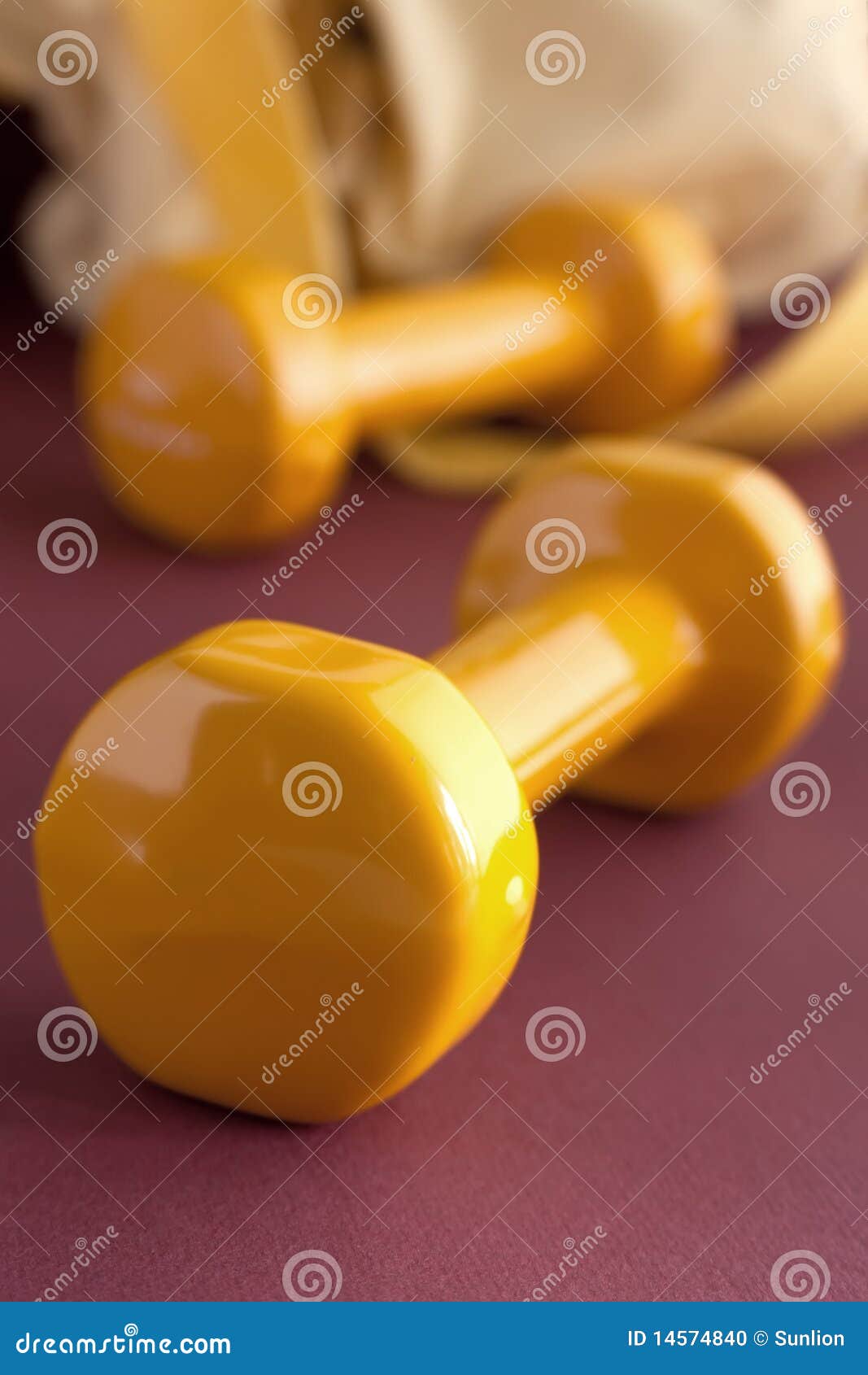 Yellow Dumbbells with Yellow Sport Bag Stock Photo - Image of equipment ...