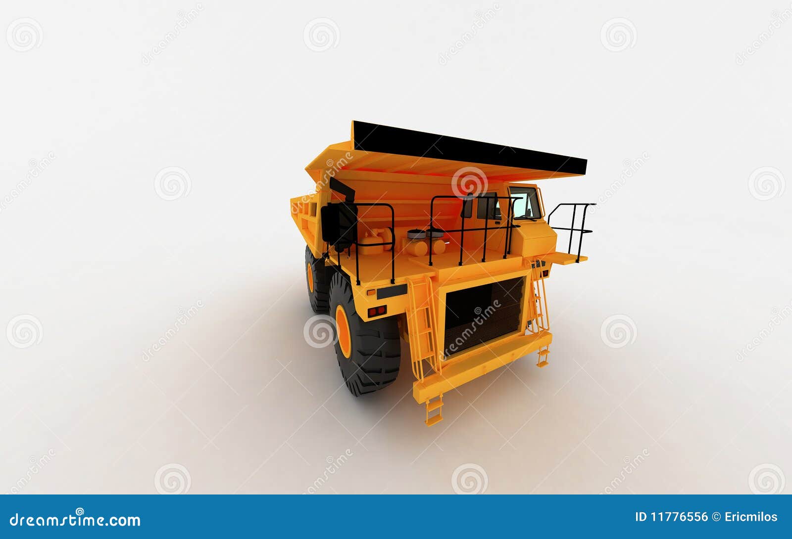 Yellow Dump Truck Isolated On White Transparent Background. Cartoon ...