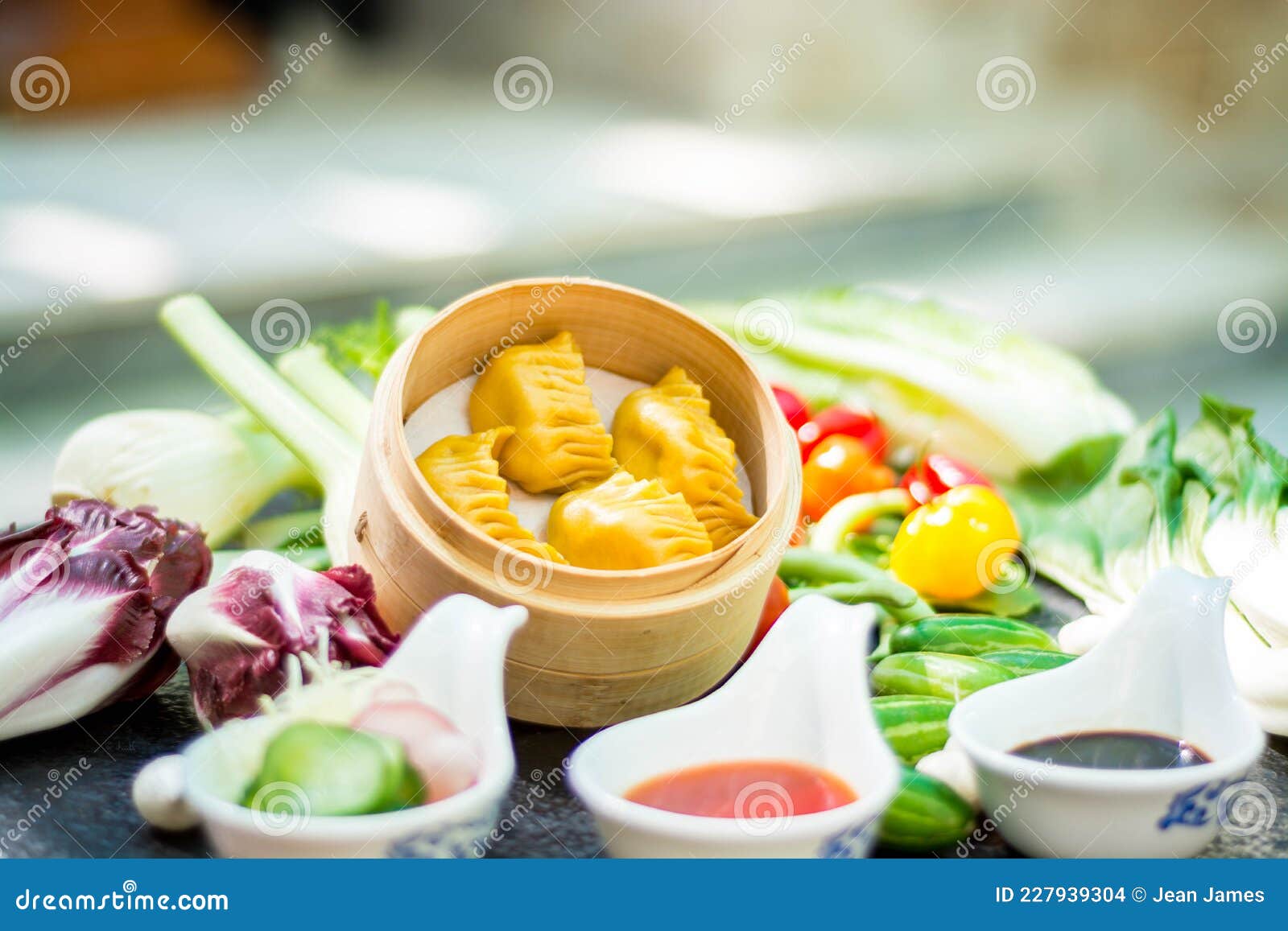 Yellow Dumpling with Vegetables Stock Photo - Image of dumpling ...