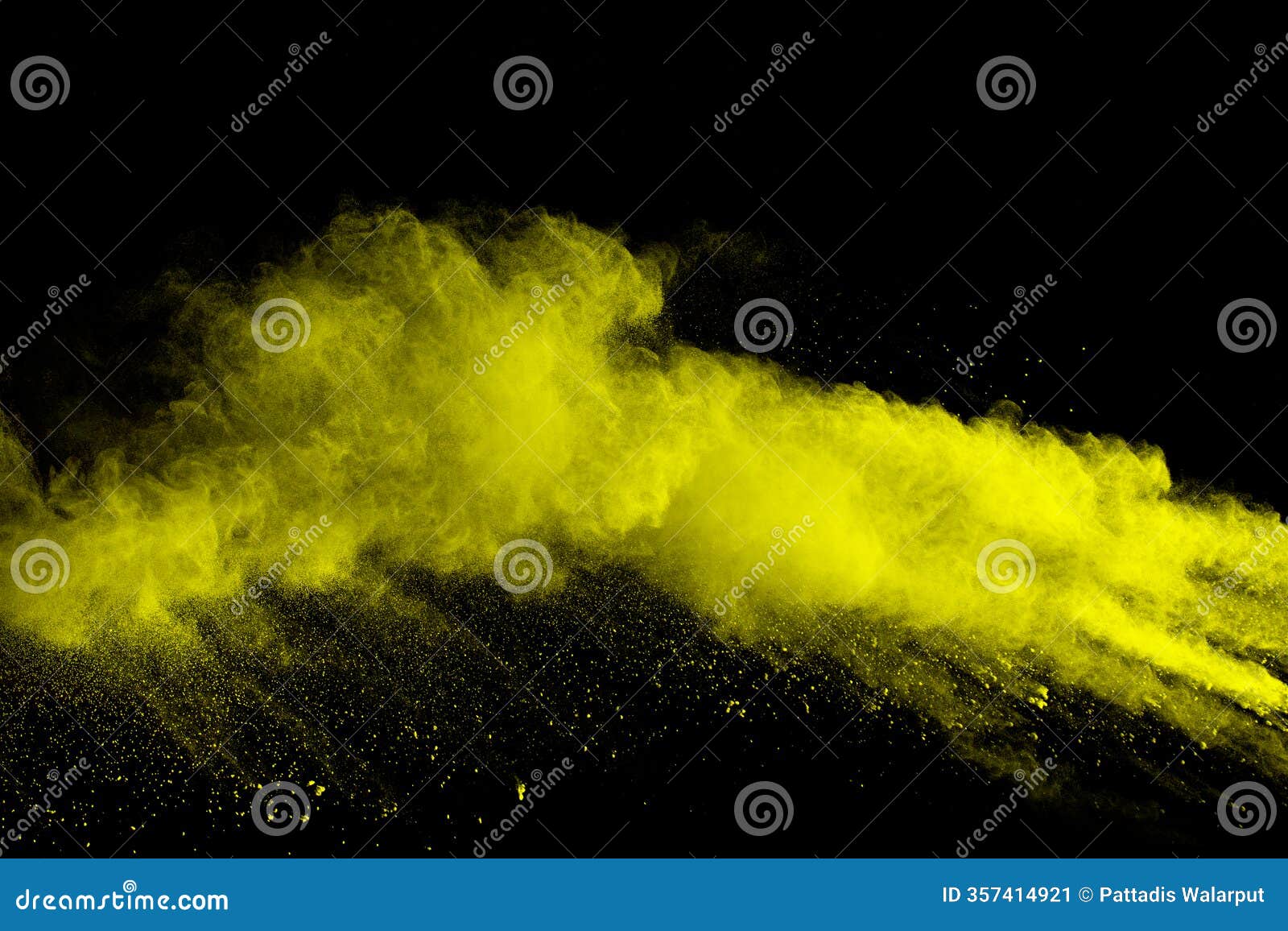 Yellow Dust Particles Explosion on Black Background.Yellow Powder ...
