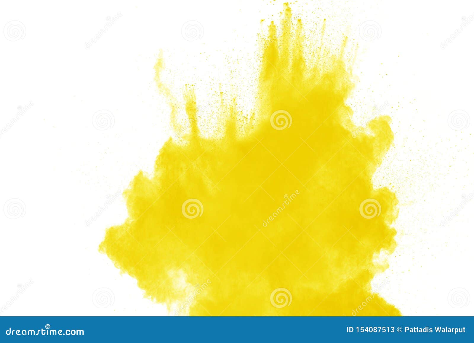 Yellow Dust Particles Explosion on White Background. Yellow Powder Dust ...