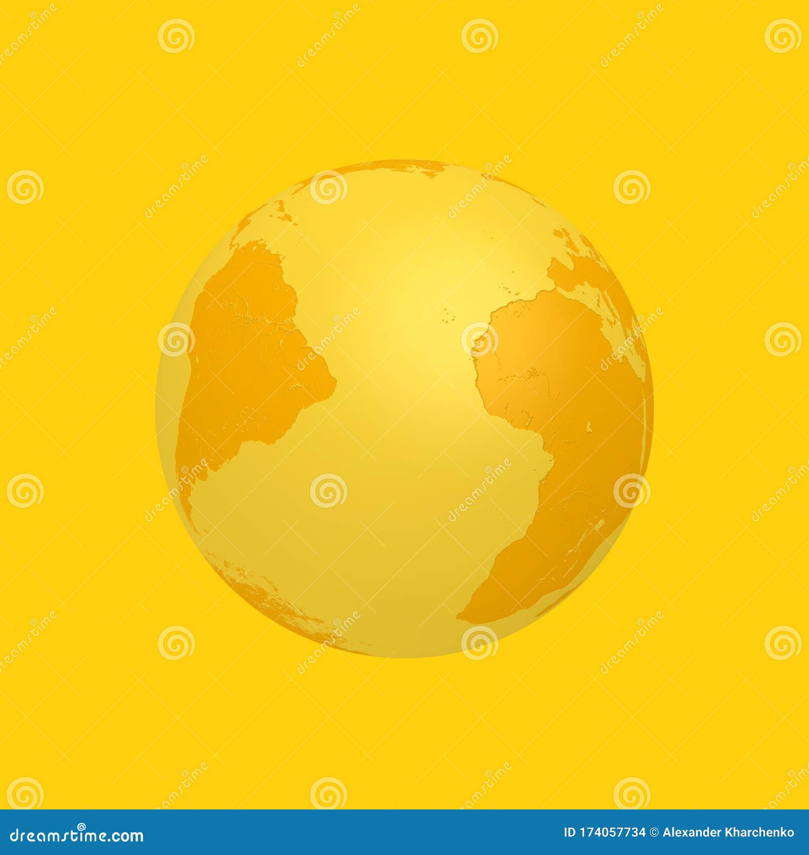 Yellow Earth Globe in Duotone Style. 3d Rendering Stock Illustration ...