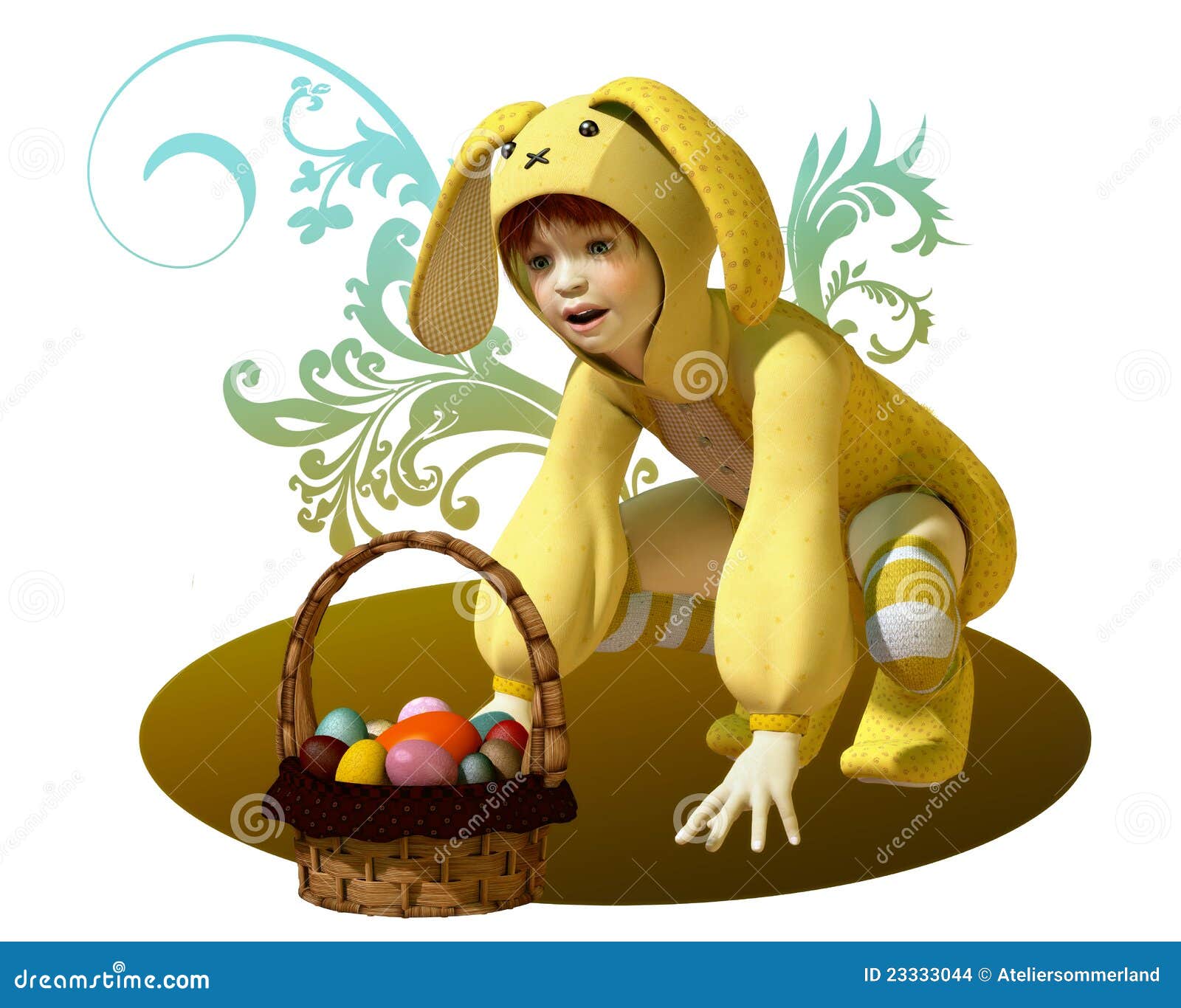 Yellow Easter Bunny stock illustration. Illustration of ears - 23333044