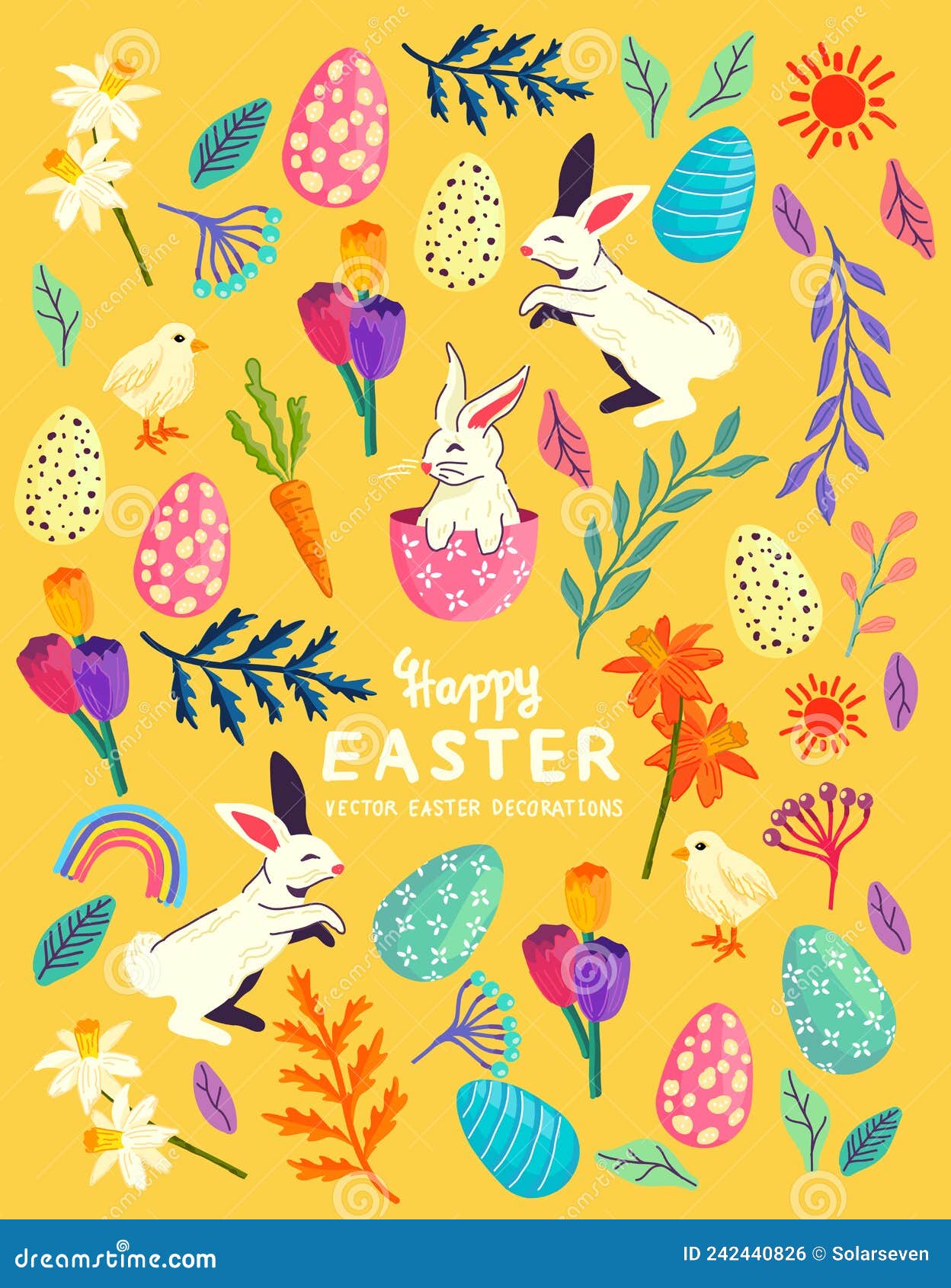 Yellow Easter Celebration Vector Collection Stock Vector - Illustration ...