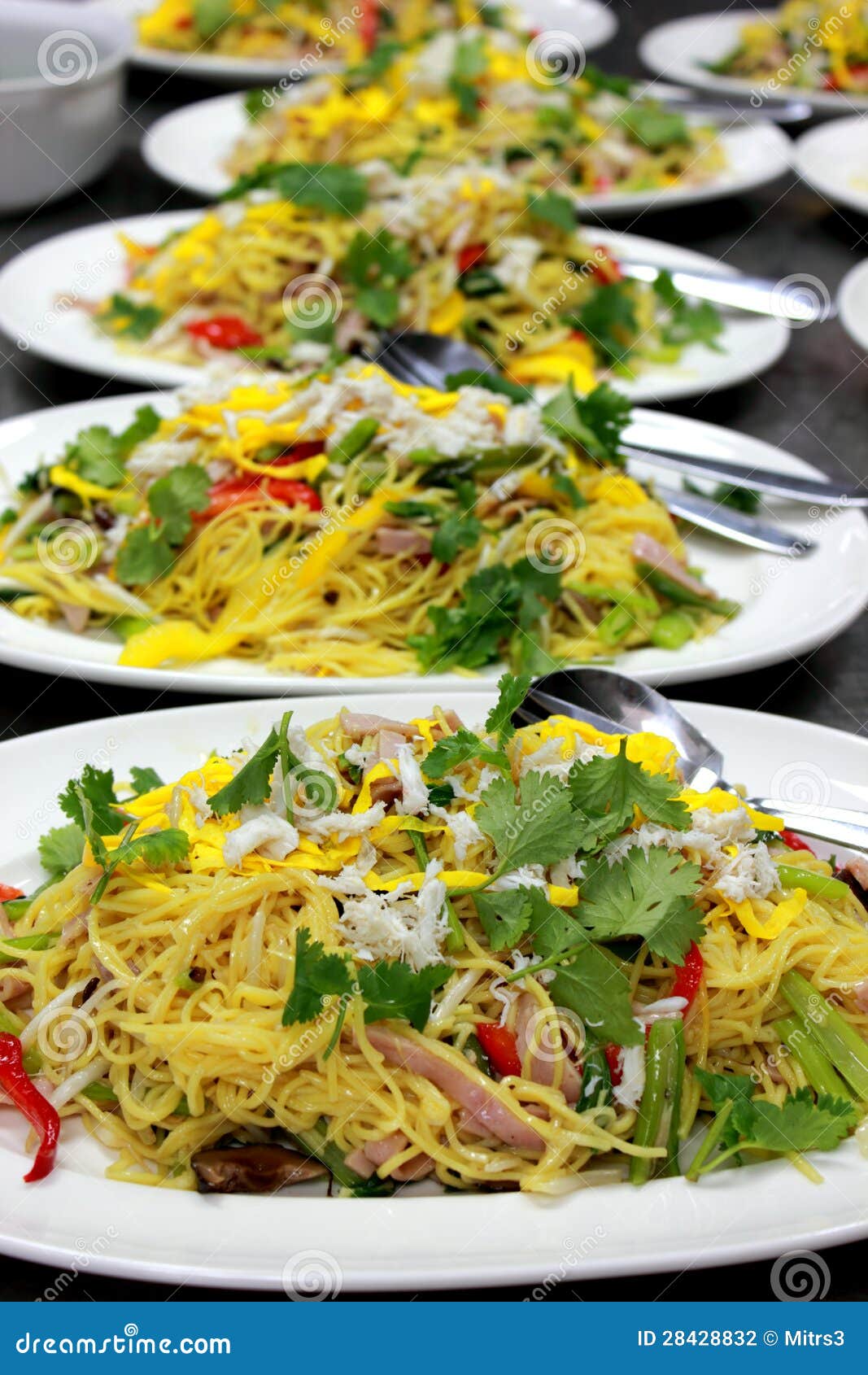 Yellow Egg Noodles Stir-fried Stock Photo - Image of cooking, dish ...
