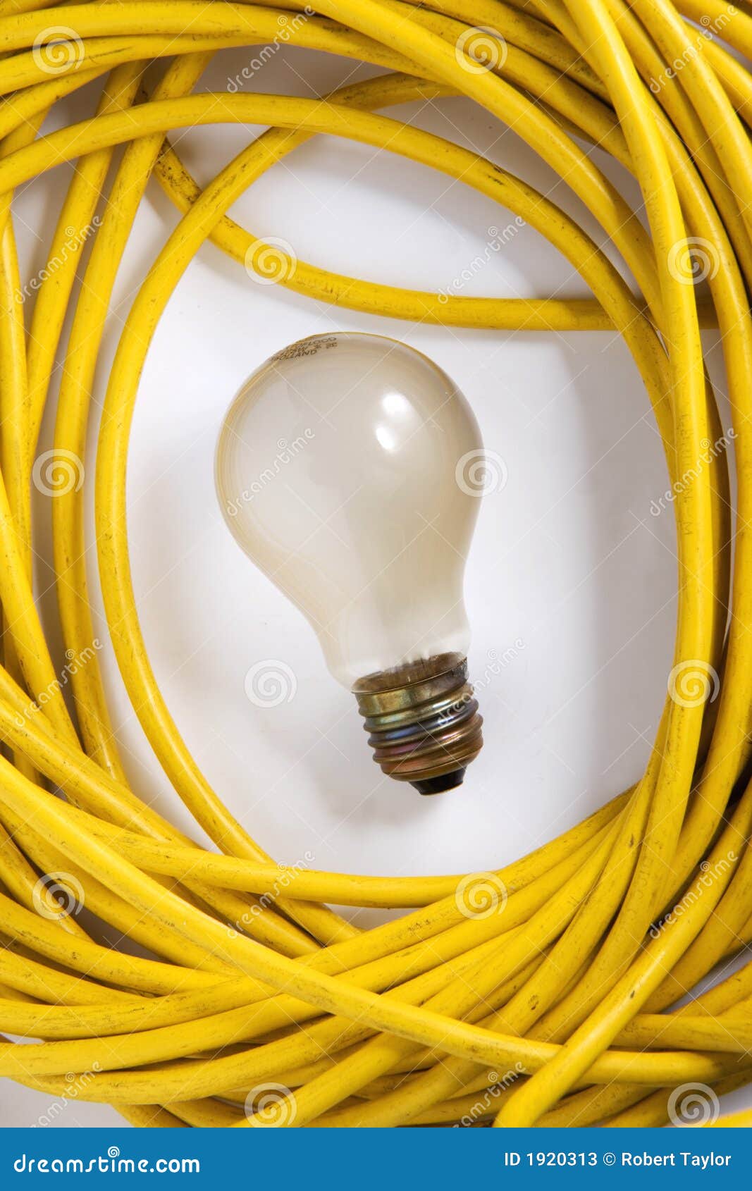 Yellow Electric Cable and Light Bulb Stock Image - Image of electrician ...