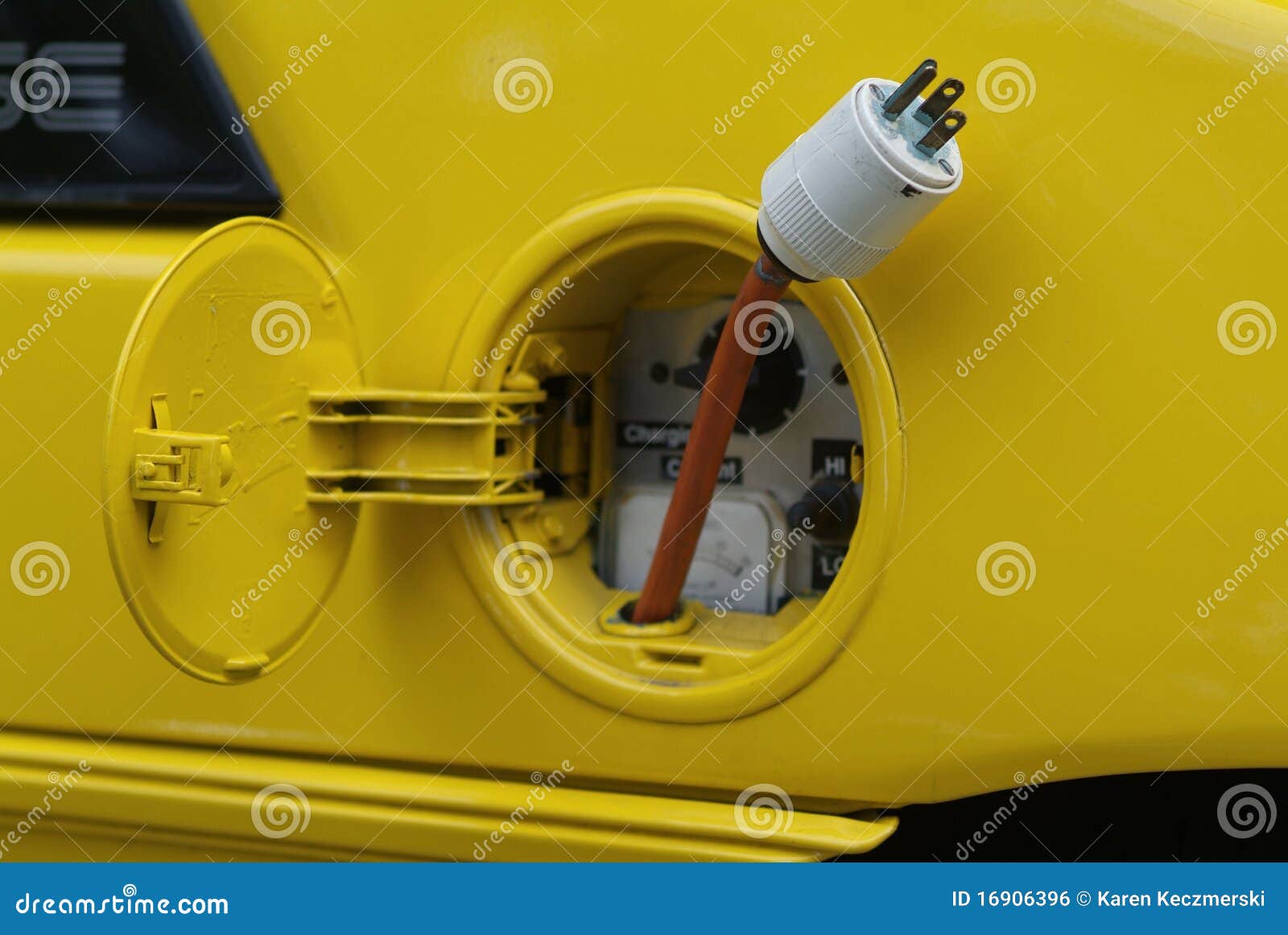 Yellow Electric Car Gas Tank Plug Stock Photo - Image of fuel, charge ...